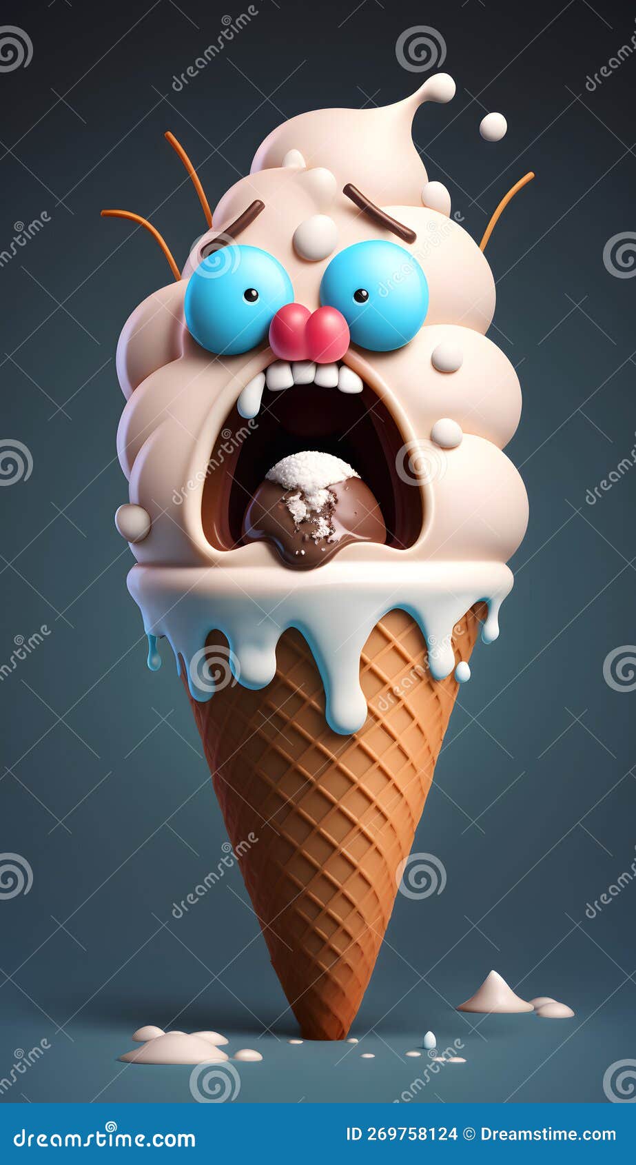 Ice Cream with Surprised Emoji. Generative AI Stock Illustration ...