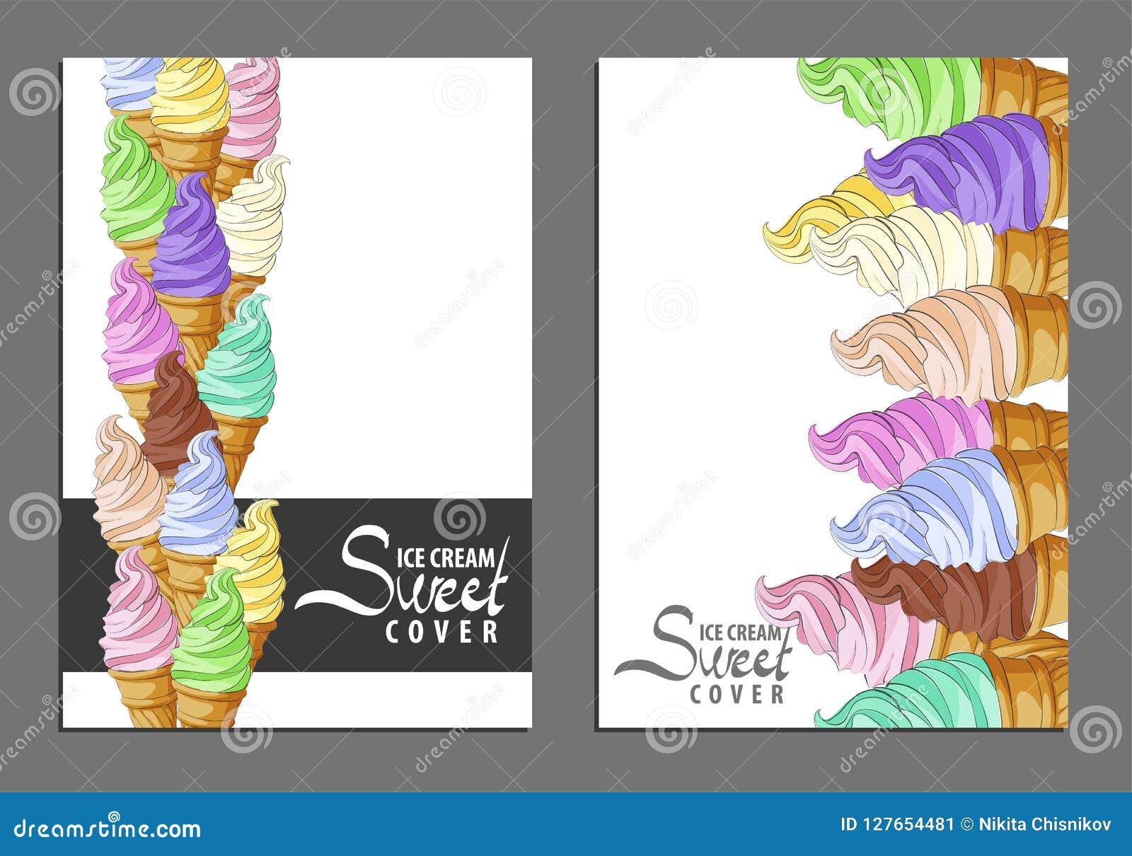 Ice cream sweet covers stock vector. Illustration of dessert - 127654481