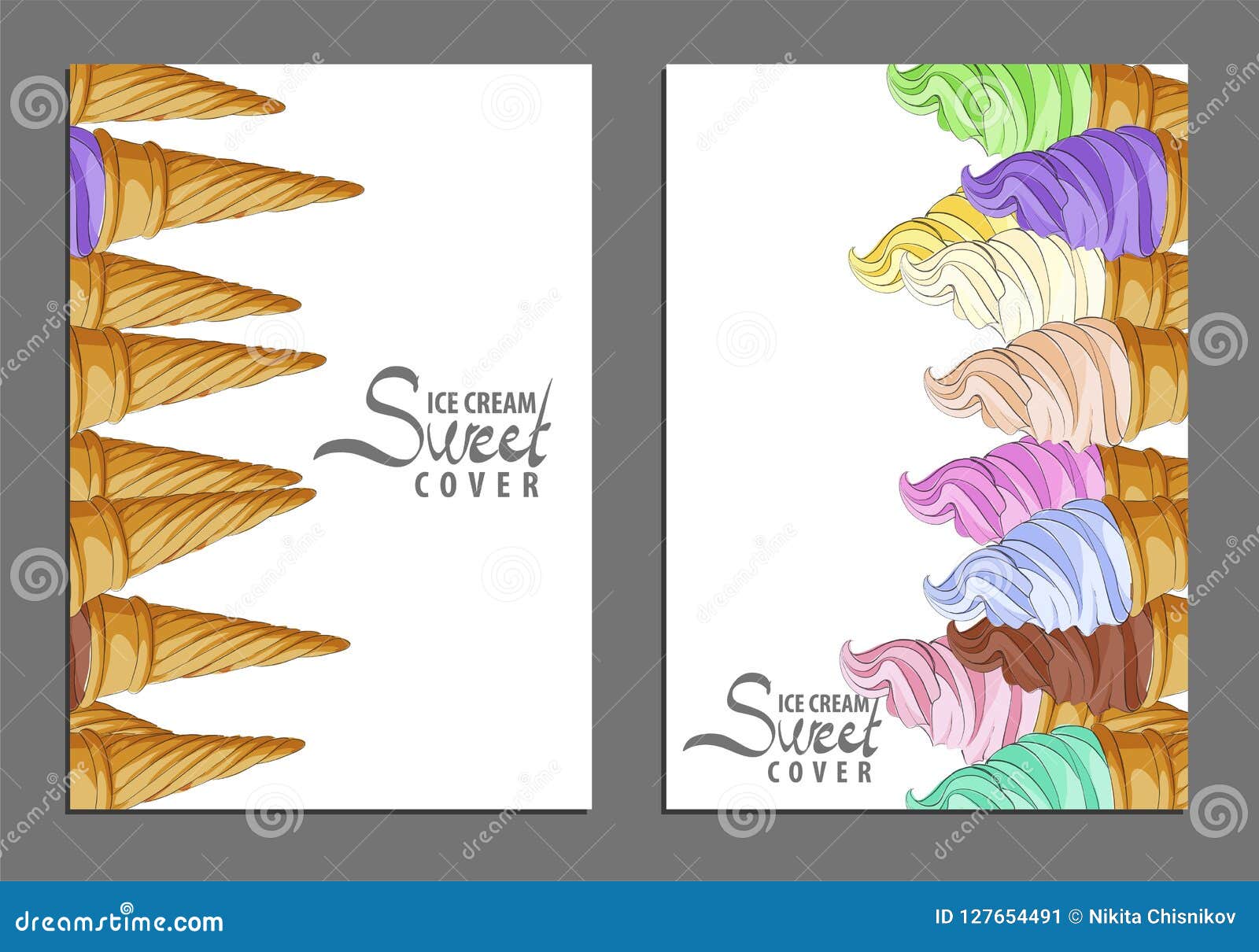 Ice cream sweet covers stock vector. Illustration of cold - 127654491