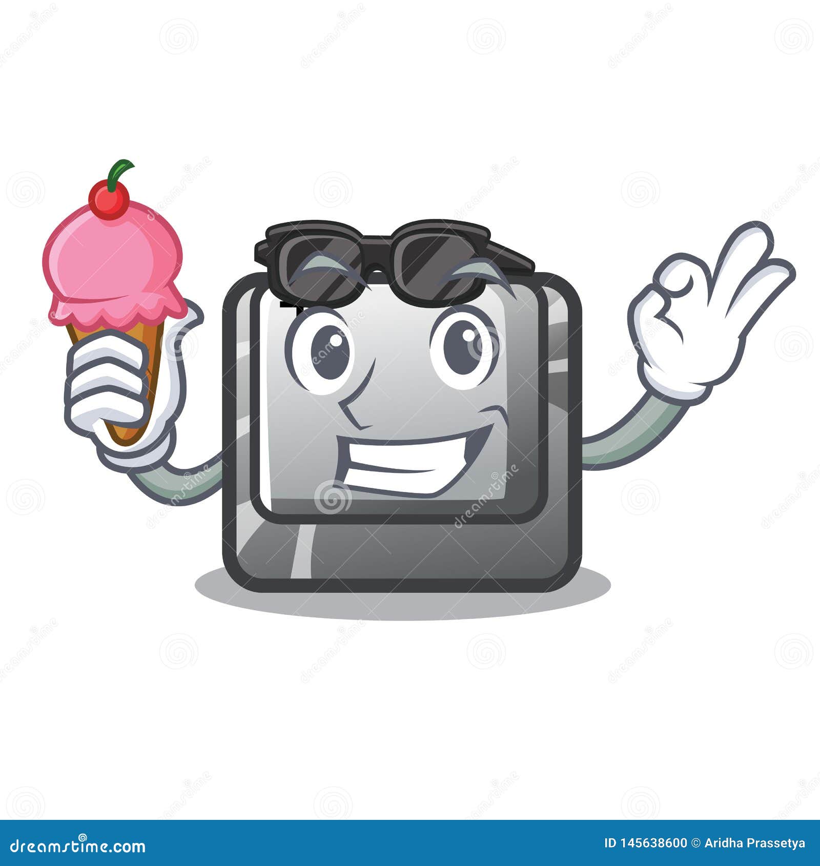 With Ice Cream T Button Installed on Character Computer Stock Vector ...