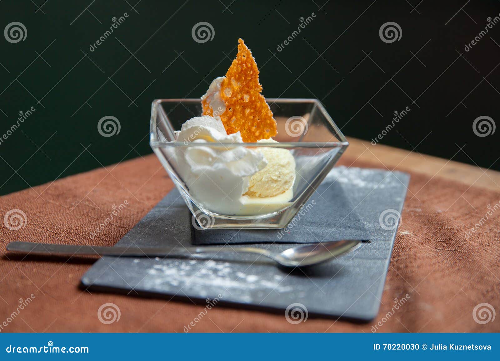 Ice Cream on a Table in Cafe Stock Photo - Image of portion, food: 70220030
