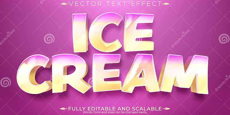 Ice Cream Text Effect, Editable Soft and Pink Text Style Stock Vector ...