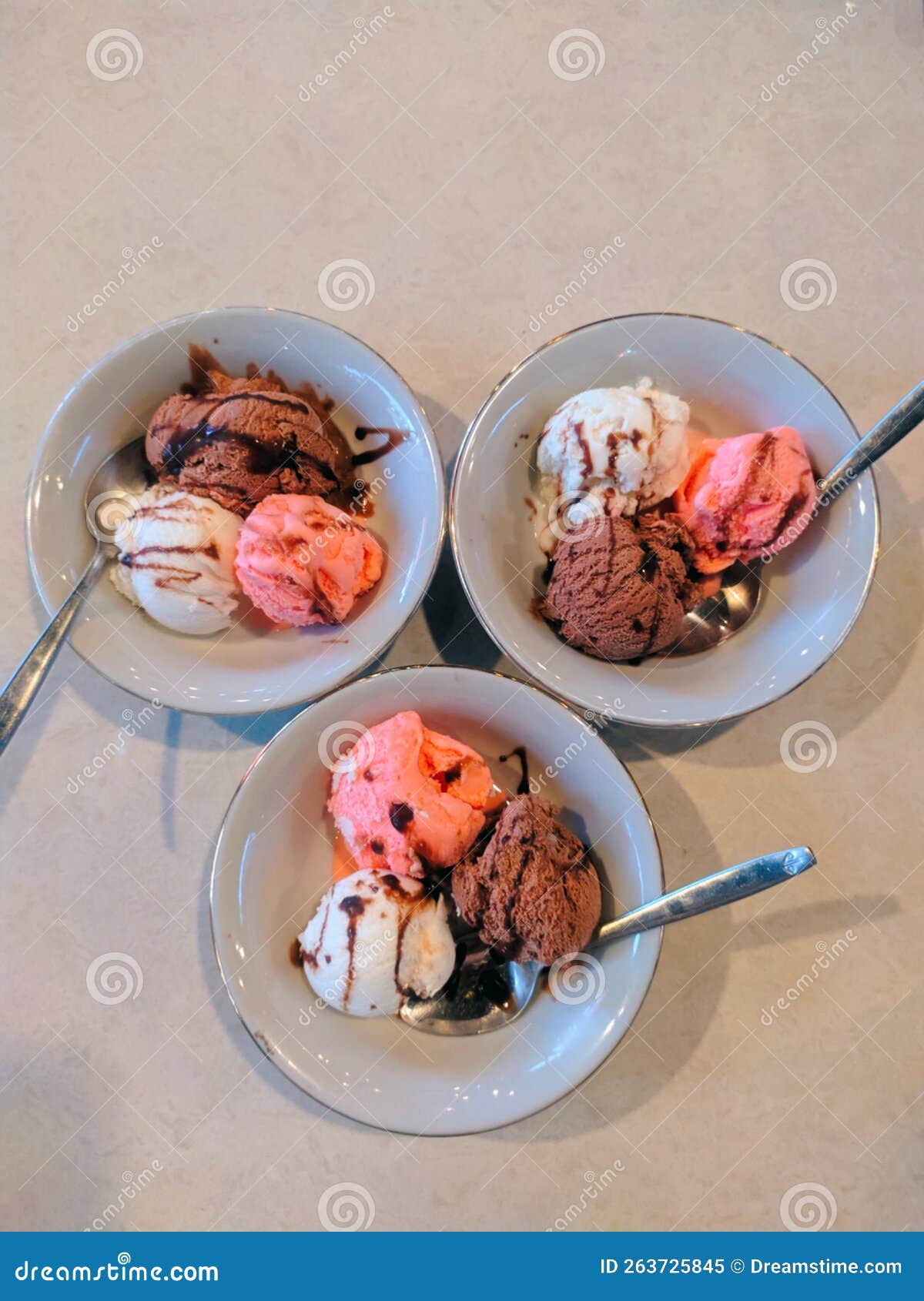 Ice cream stock image. Image of bowls, three, cream - 263725845