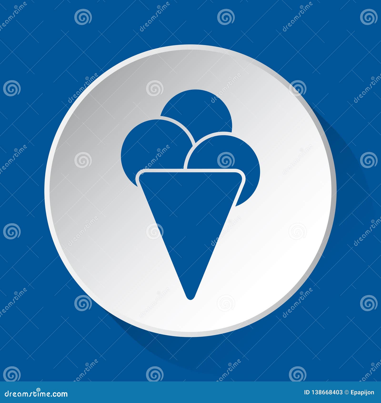 Ice Cream with Three Scoops - Simple Blue Icon Stock Vector ...
