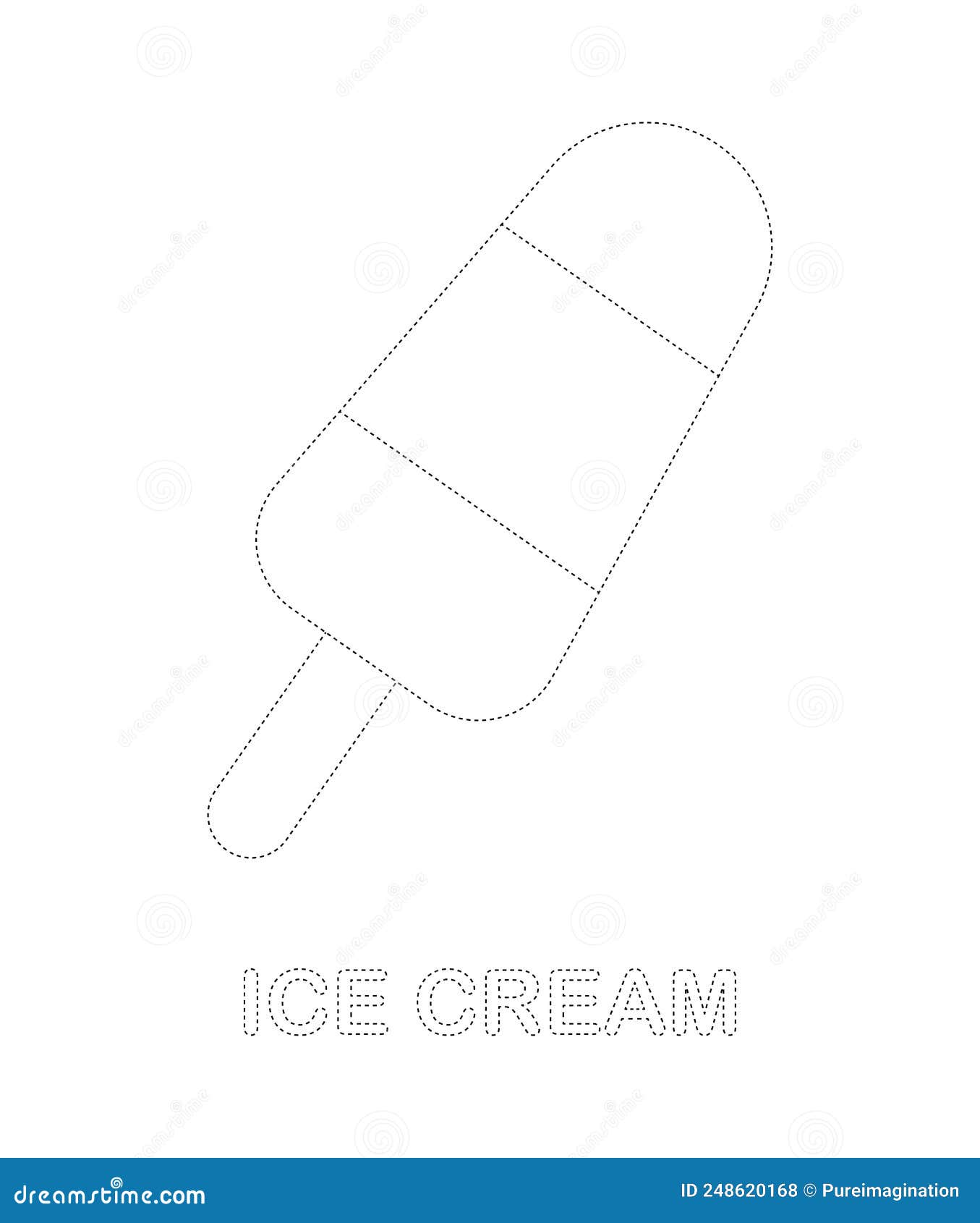 Ice Cream Tracing Worksheet for Kids Stock Vector - Illustration of ...