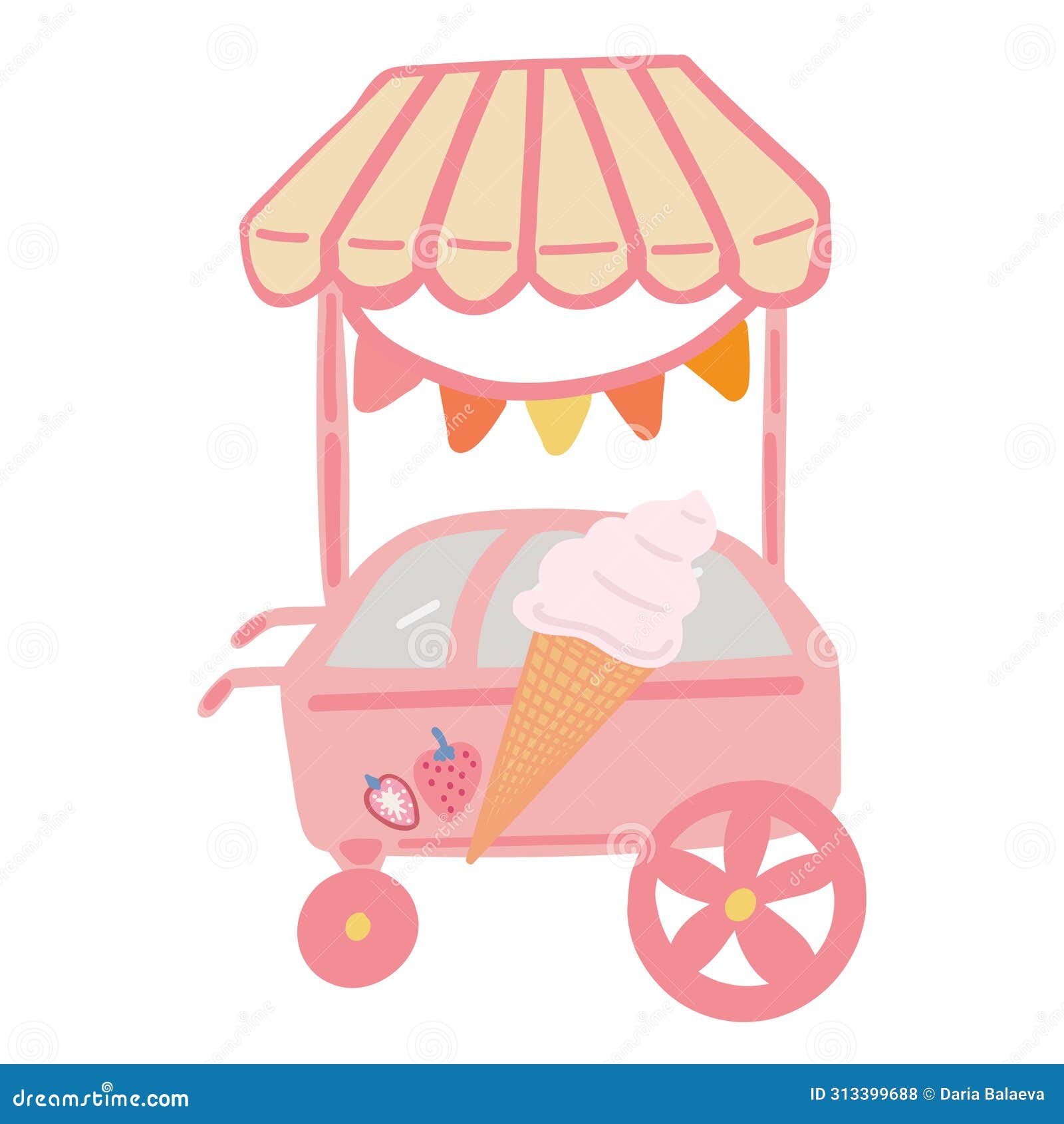 Ice Cream Track Shop Flat Design Pink Stock Vector - Illustration of ...