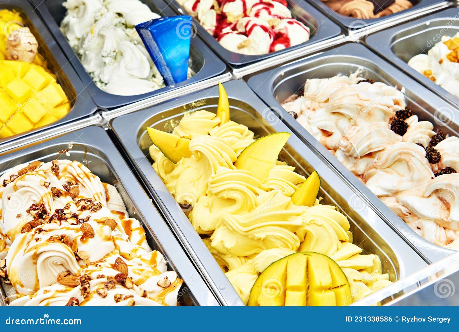 Ice cream trays stock photo. Image of nuts, fresh, caramel - 231338586