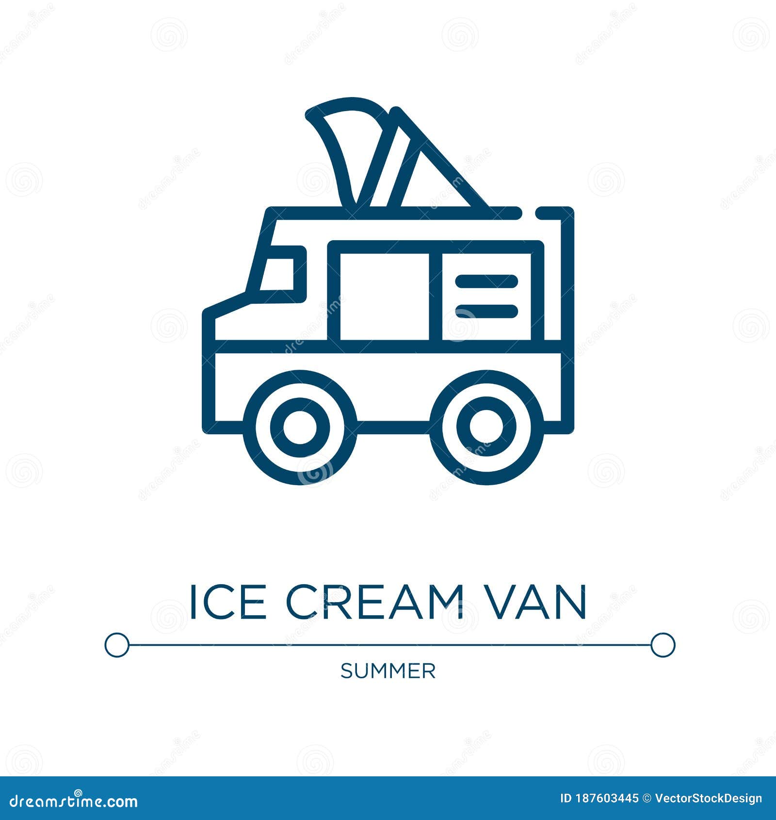 Ice Cream Van Icon. Linear Vector Illustration from Summer Collection ...