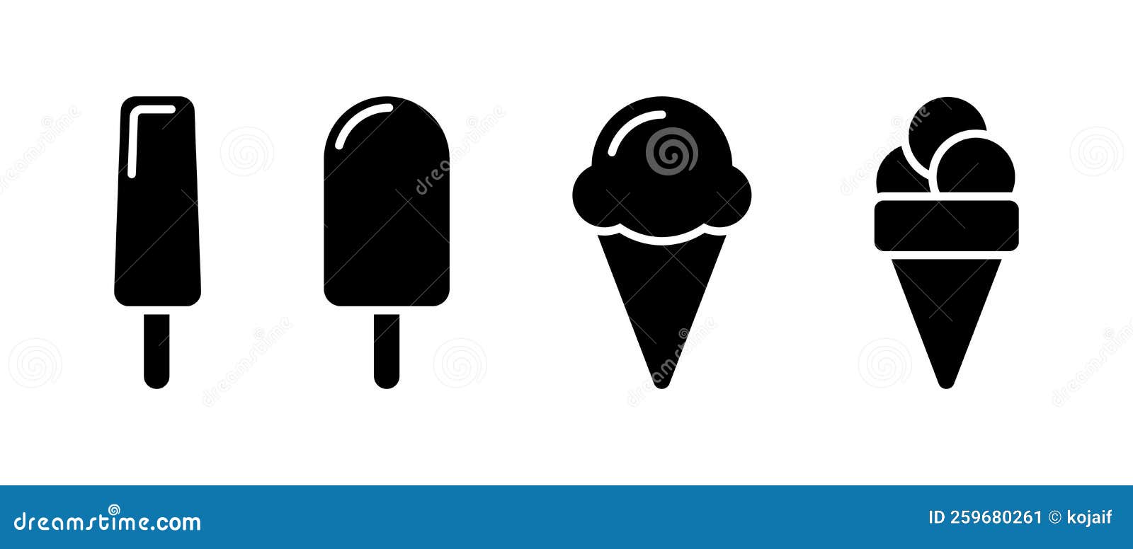 Ice Cream Vector Icons Set. Different Variation of Ice Cream Symbol for ...