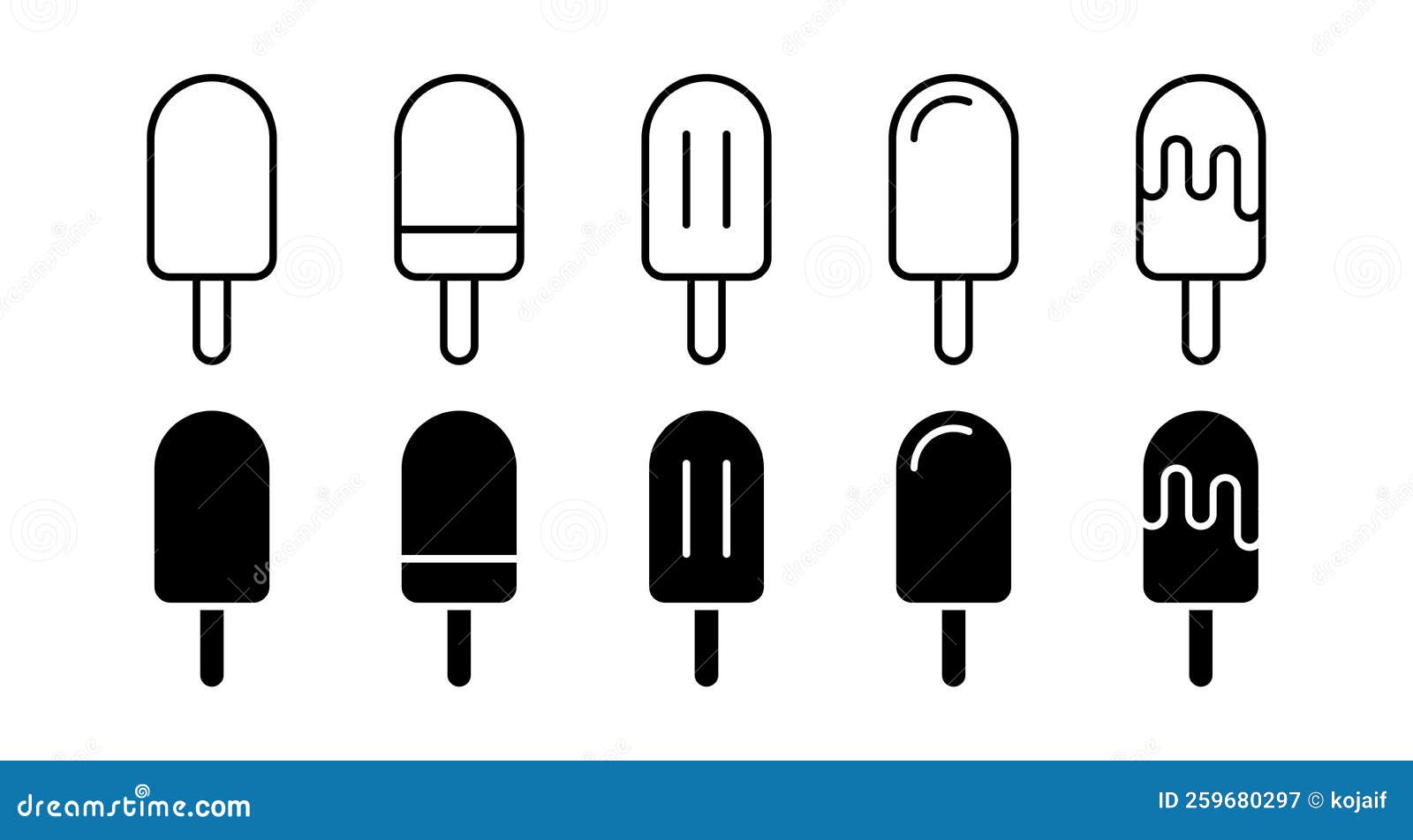Ice Cream Vector Icons Set. Stick Ice Cream Symbol Stock Vector ...