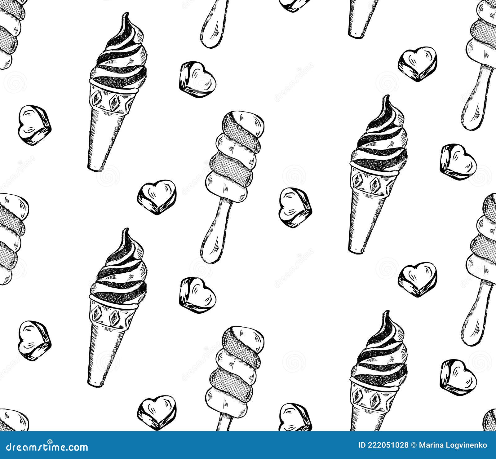Ice Cream Vector Seamless Pattern. Stock Vector - Illustration of sugar ...
