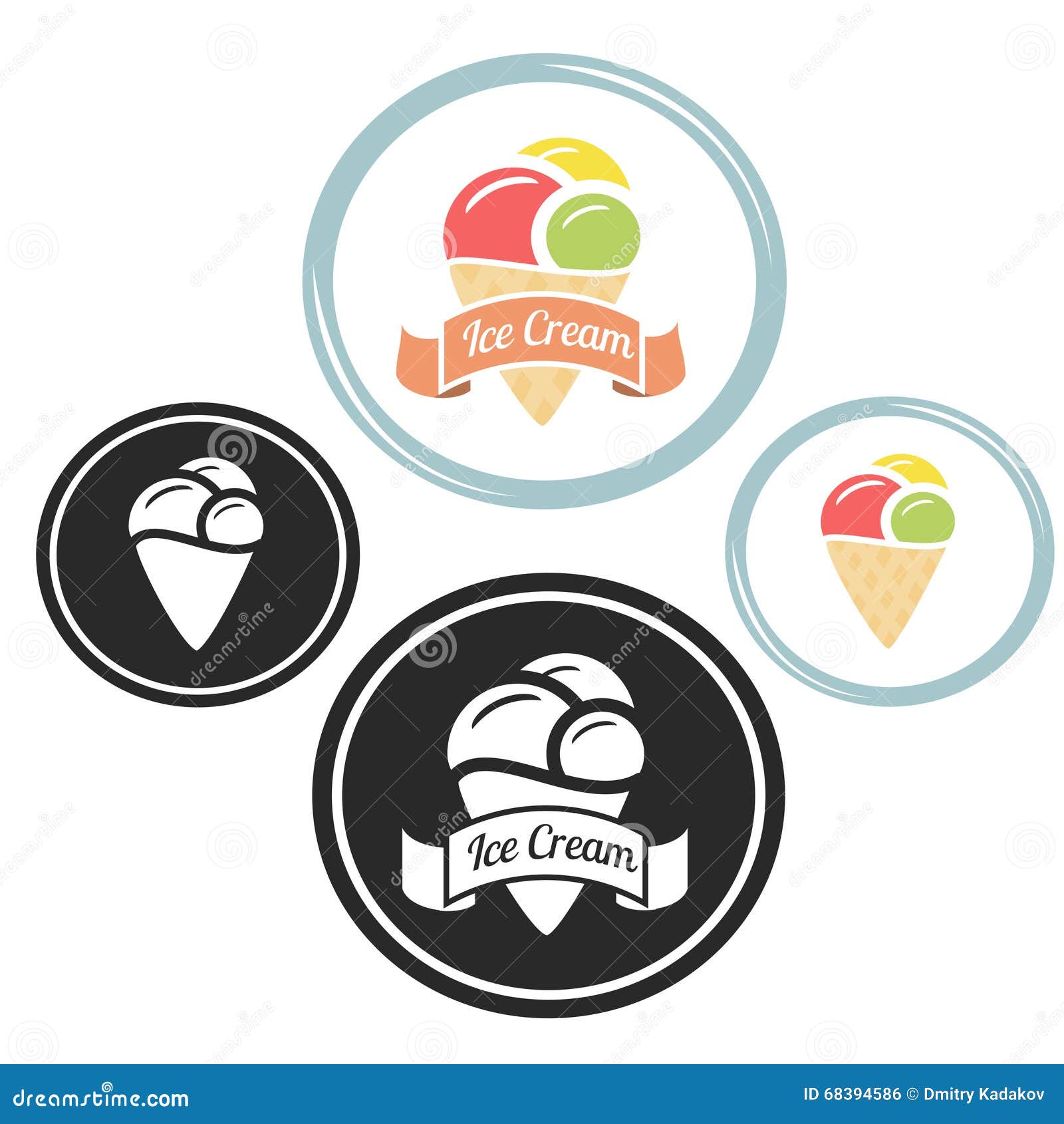 Ice Cream Vintage Old School Logo Stock Vector - Illustration of ...