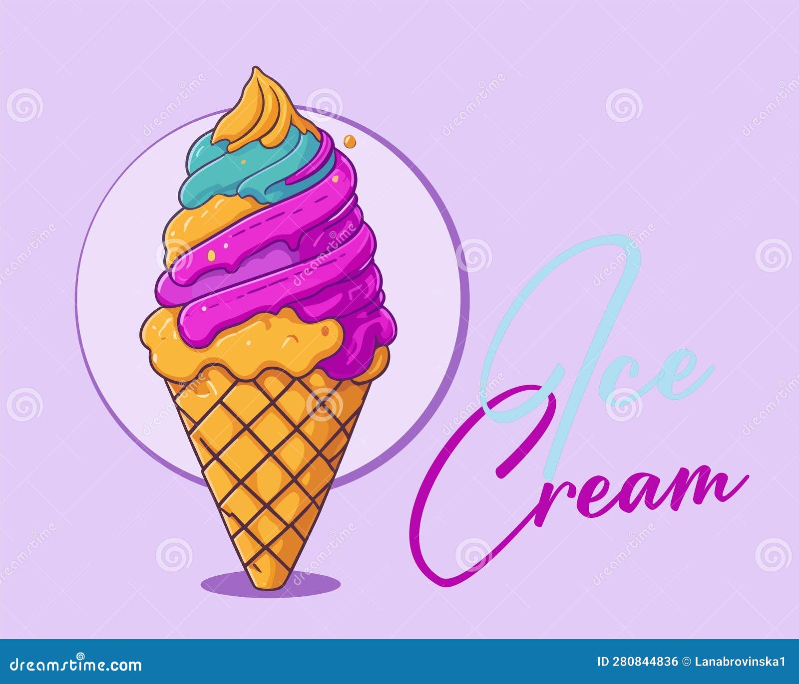 Ice Cream In The Waffle Cone Abstract Vector Stock Vector
