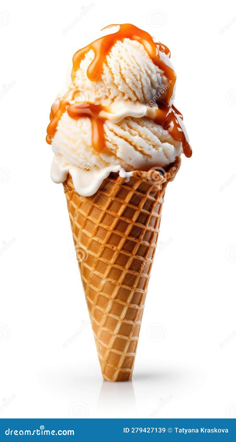 Ice cream in a waffle cone stock image. Image of cream - 279427139