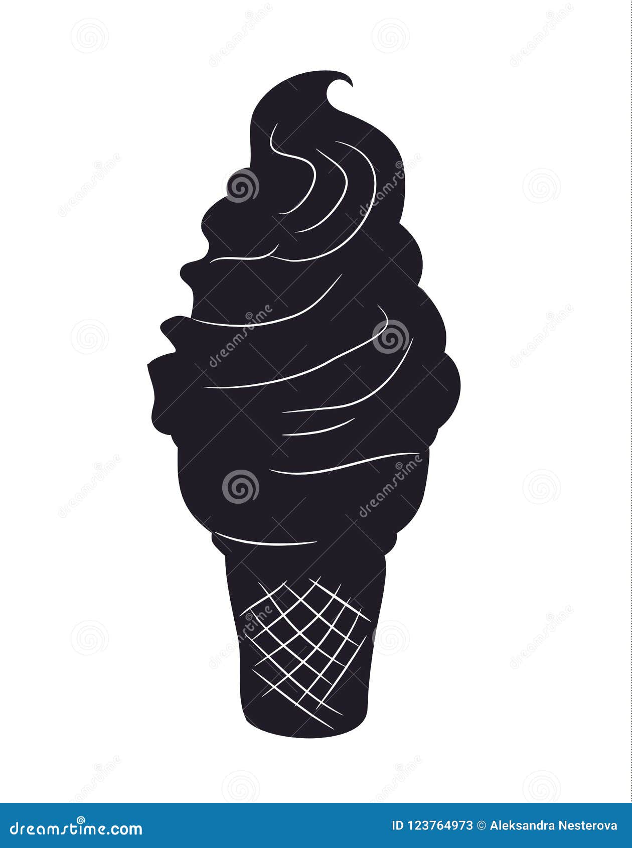 Ice Cream In A Waffle Cup Silhouette Vector Stock Vector