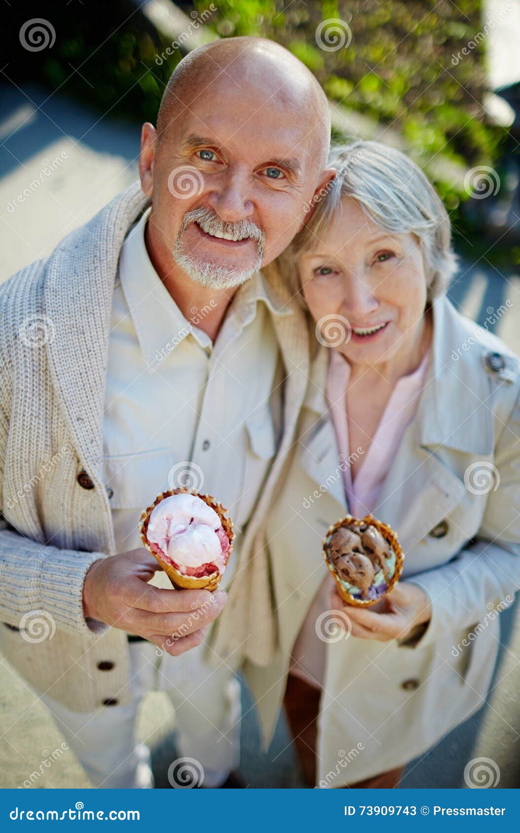 Ice-cream walk stock image. Image of senior, refreshment - 73909743