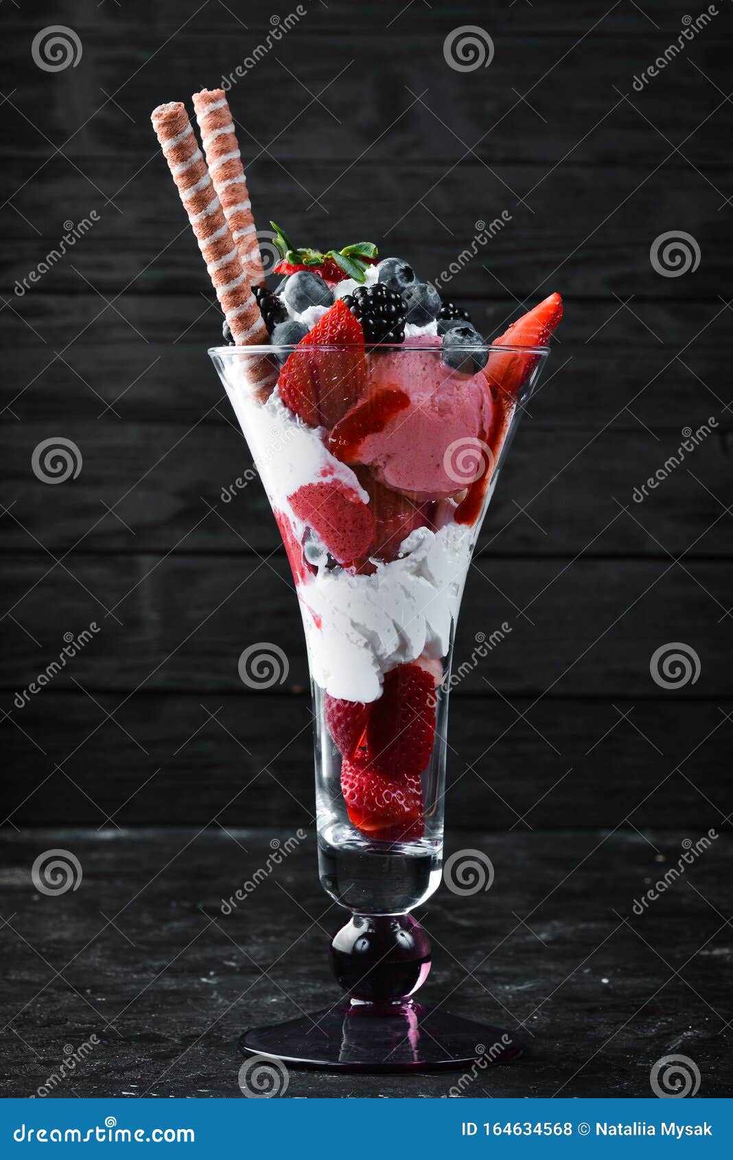 Ice-cream with Wild Berries. Dessert Stock Photo - Image of wilde, view ...