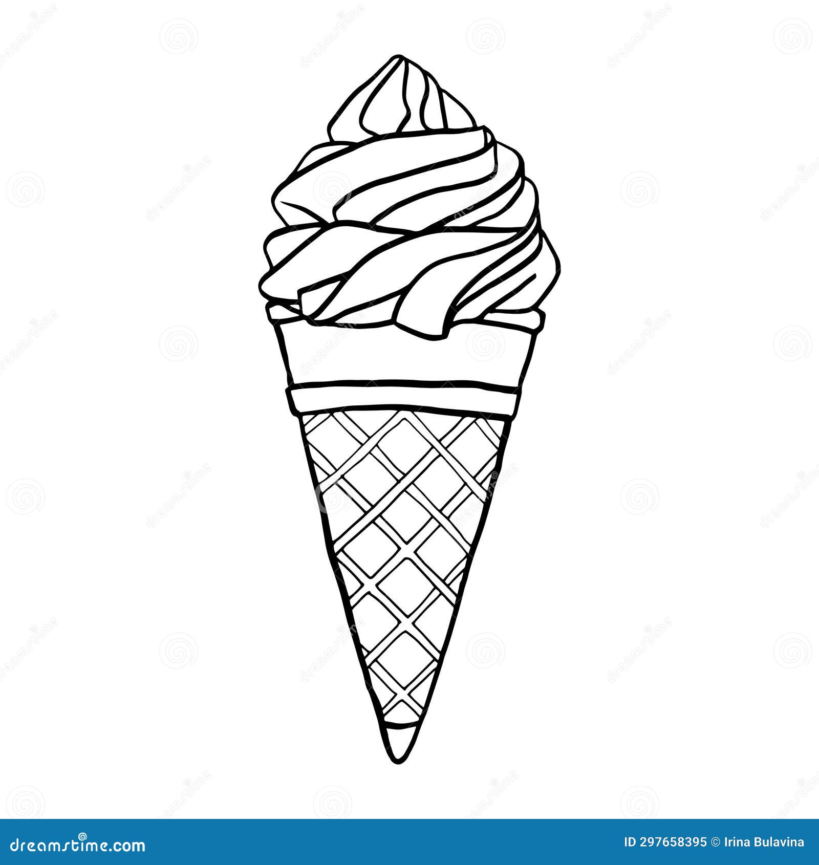 Ice Creams Line Art Hand Drawn Style Doodle Drawing Black And White