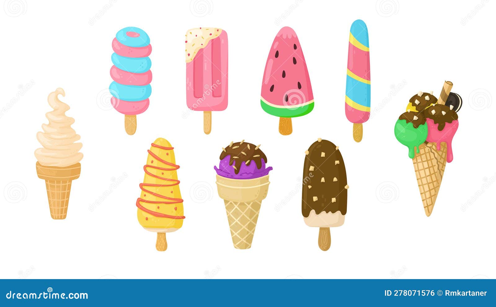 Ice-creams and Popsicles Illustrations. Stock Vector - Illustration of ...
