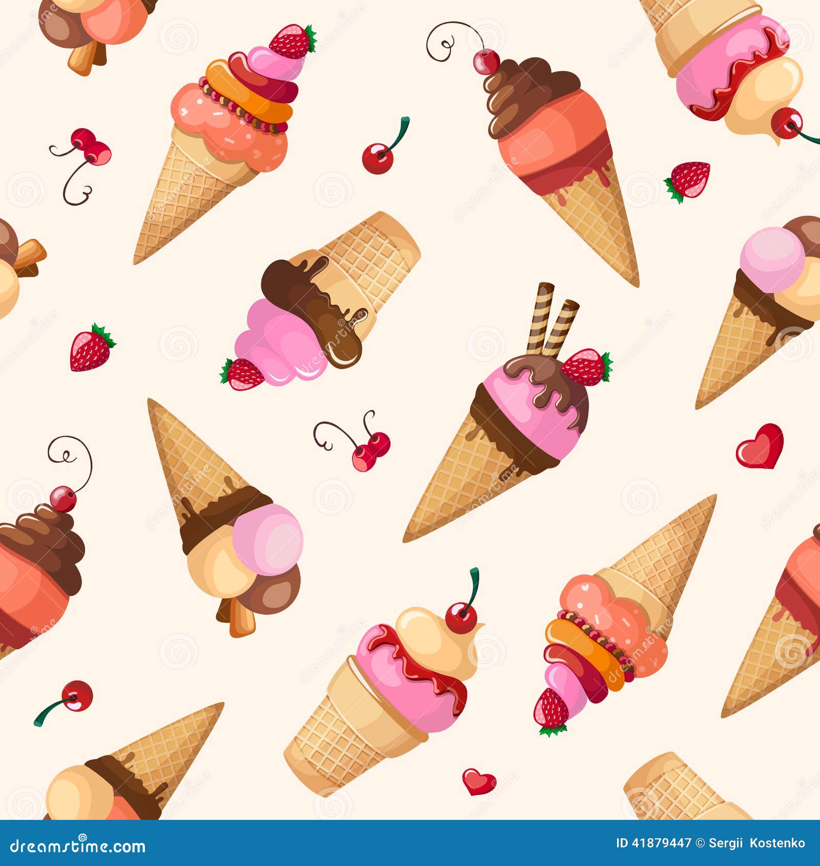 Ice Creams Seamless Pattern Stock Vector - Illustration of cream ...