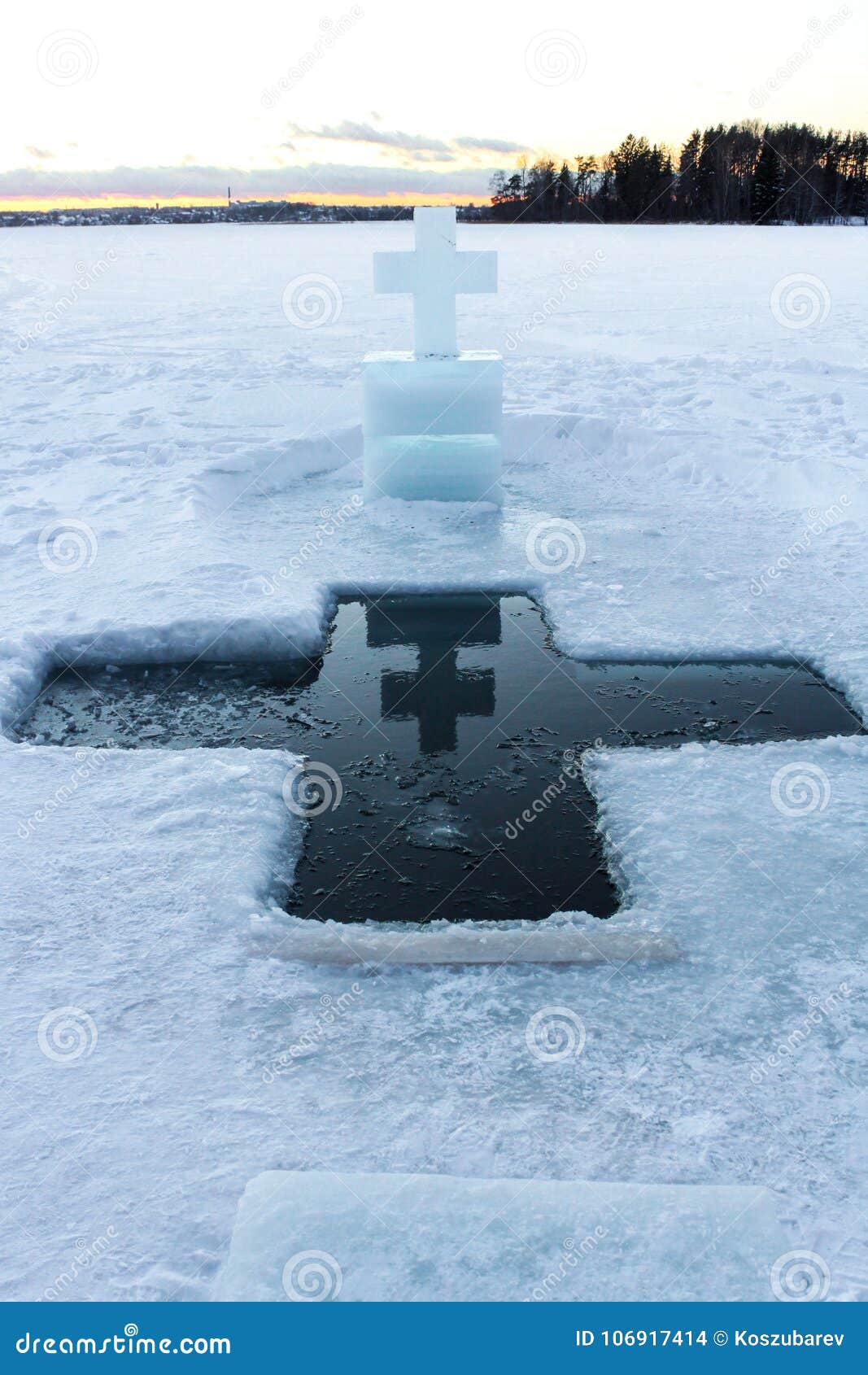 Ice Cross Hole for the Holidays of Orthodox Baptism in Russia Stock ...