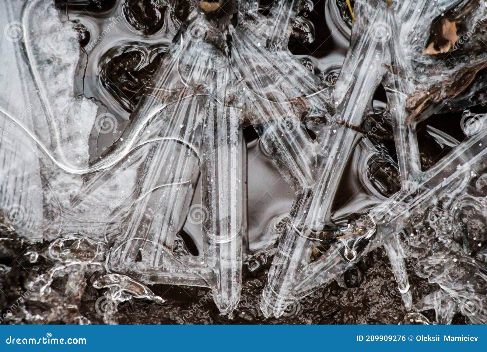 Ice Crust Texture, Formed Ice on the Water Surface, with Light Frost ...