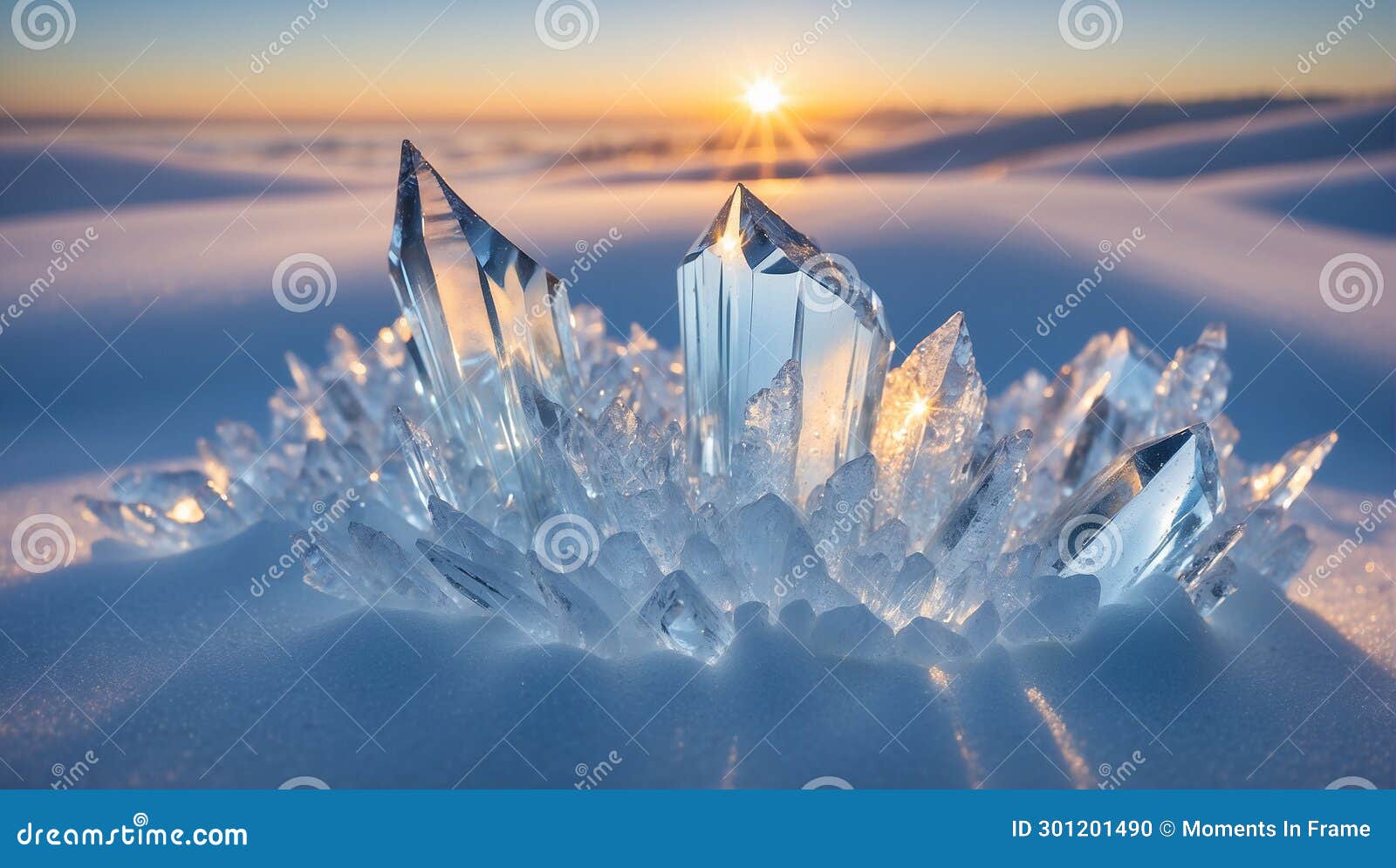Ice Crystal on the Background of the Sunset Stock Illustration ...