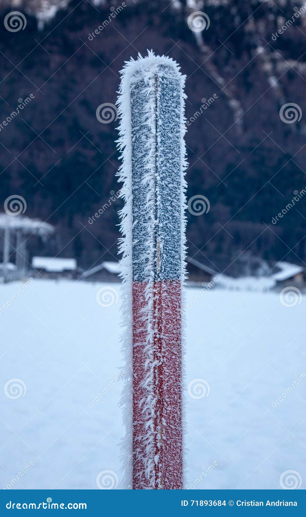 Ice Crystals Forming on a Metal Post. Stock Photo - Image of metal ...