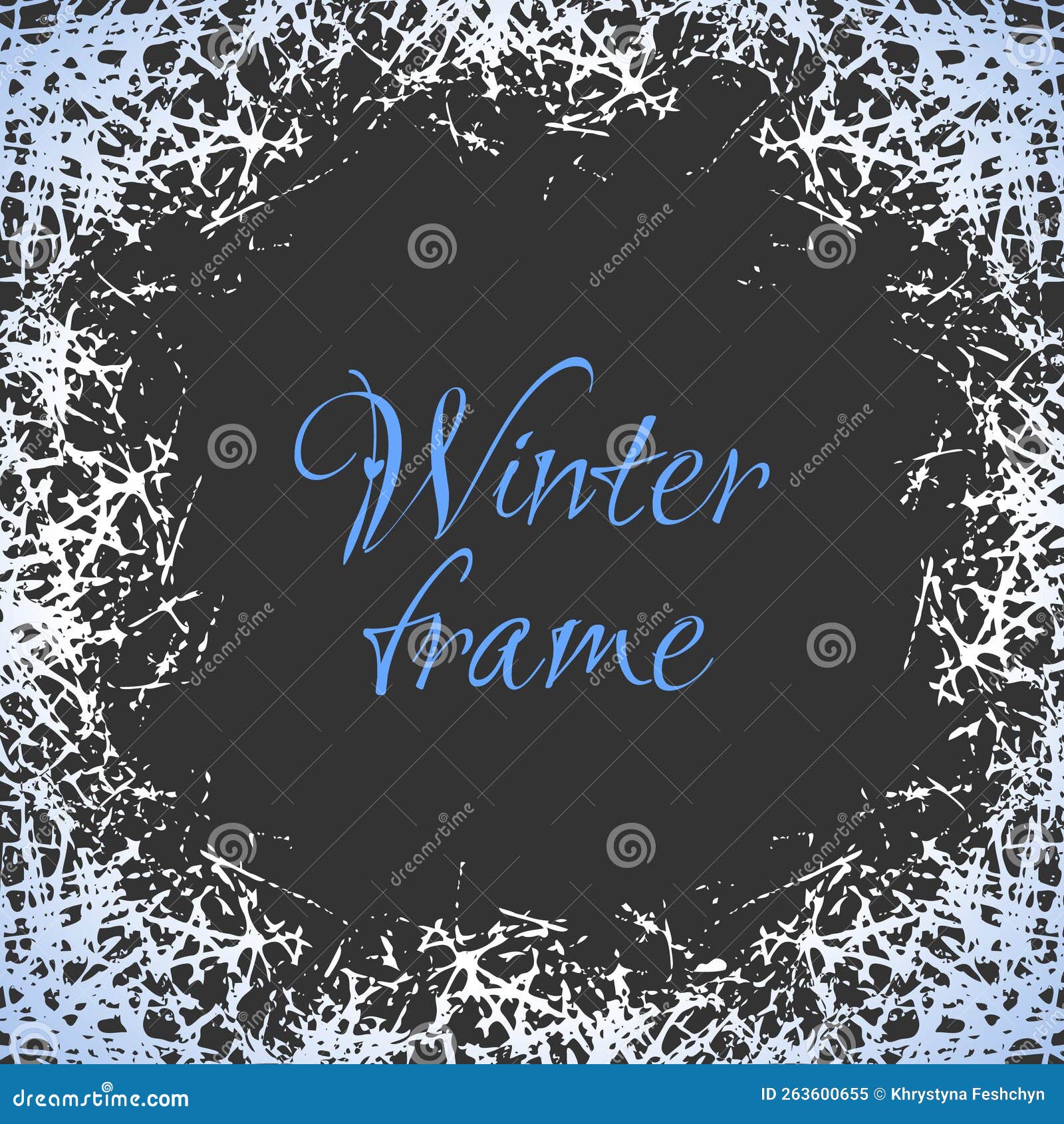 Ice Crystals Frame. Vector Design Border with Frosted Patterns on ...