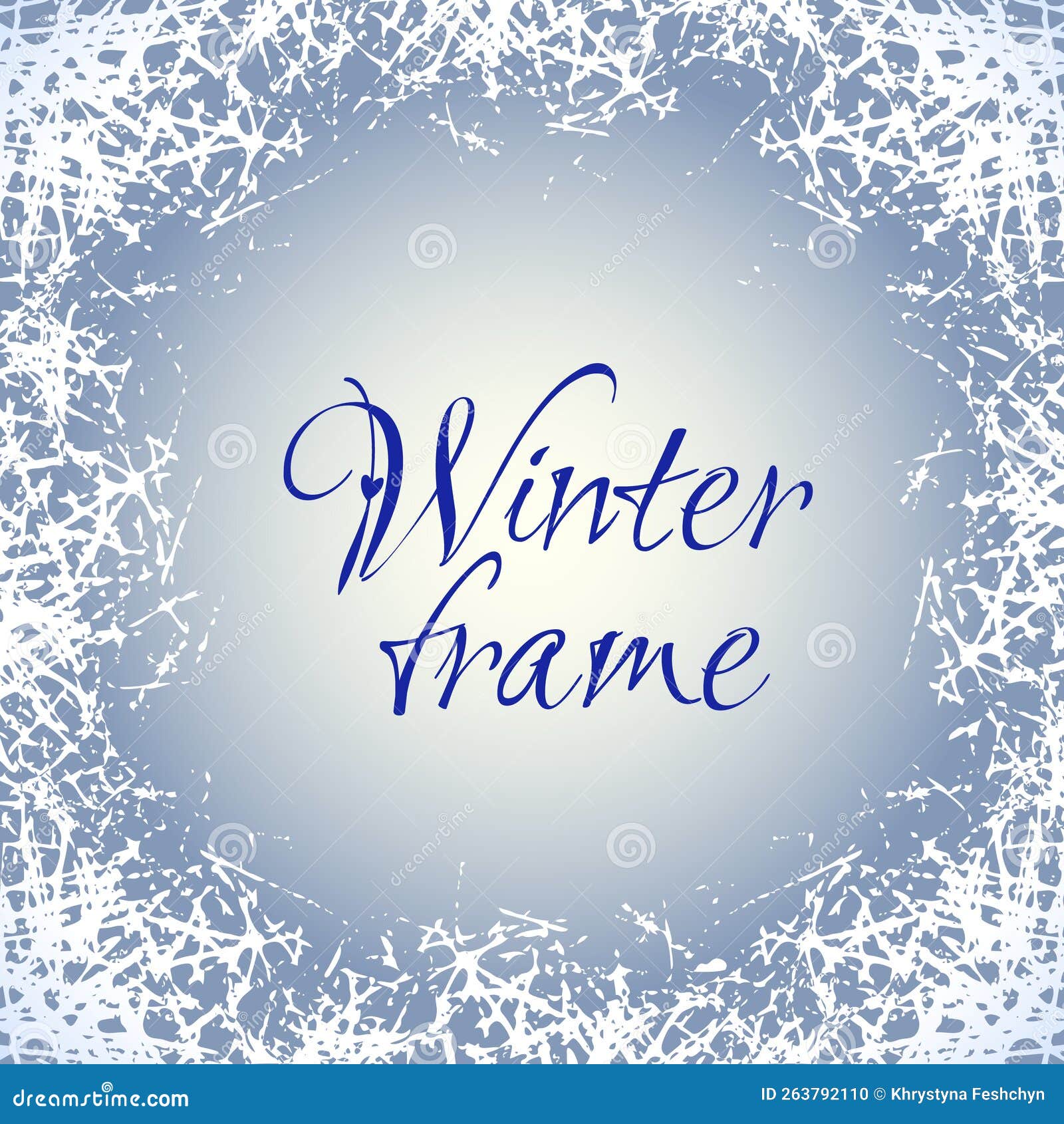 Ice Crystals Frame. Vector Design Border with Frosted Patterns on ...