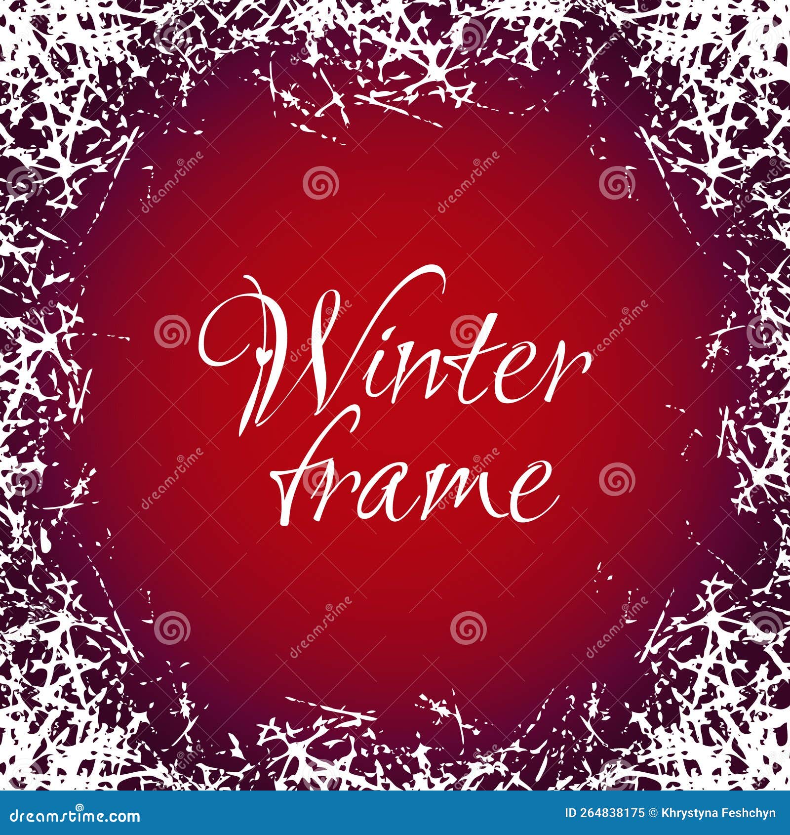 Ice Crystals Frame. Vector Design Border with Frosted Patterns on ...