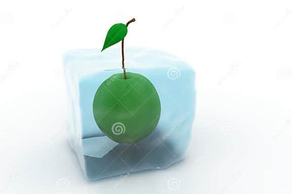 Ice cube and apple stock illustration. Illustration of eating - 74540082