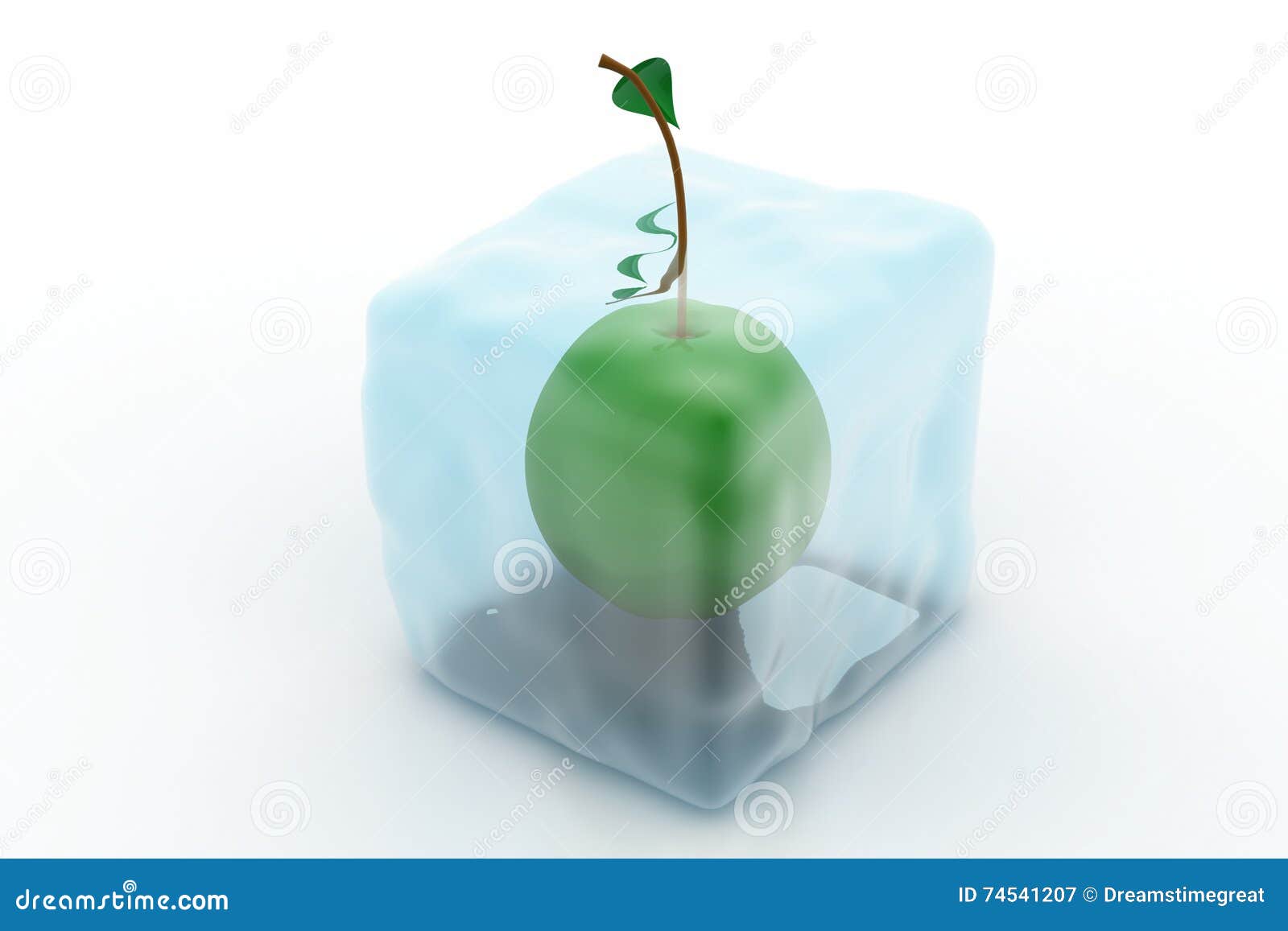 Ice cube and apple stock illustration. Illustration of abstract - 74541207