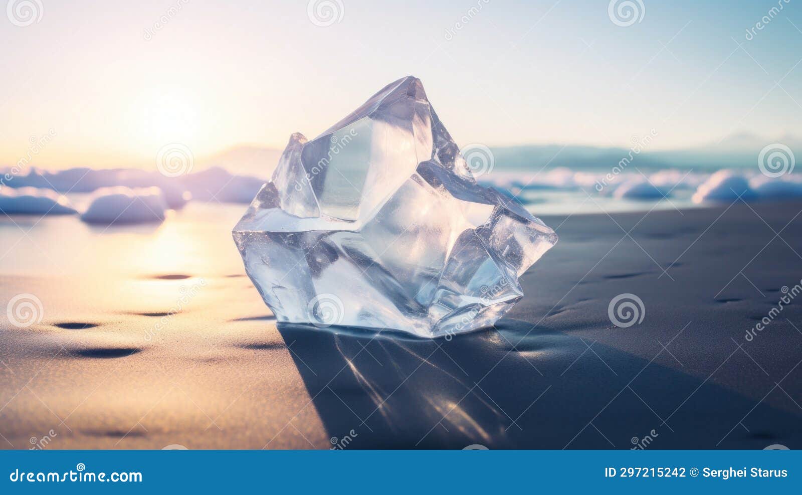 Ice Cube on the Beach at Sunset, AI Stock Photo - Image of summer ...