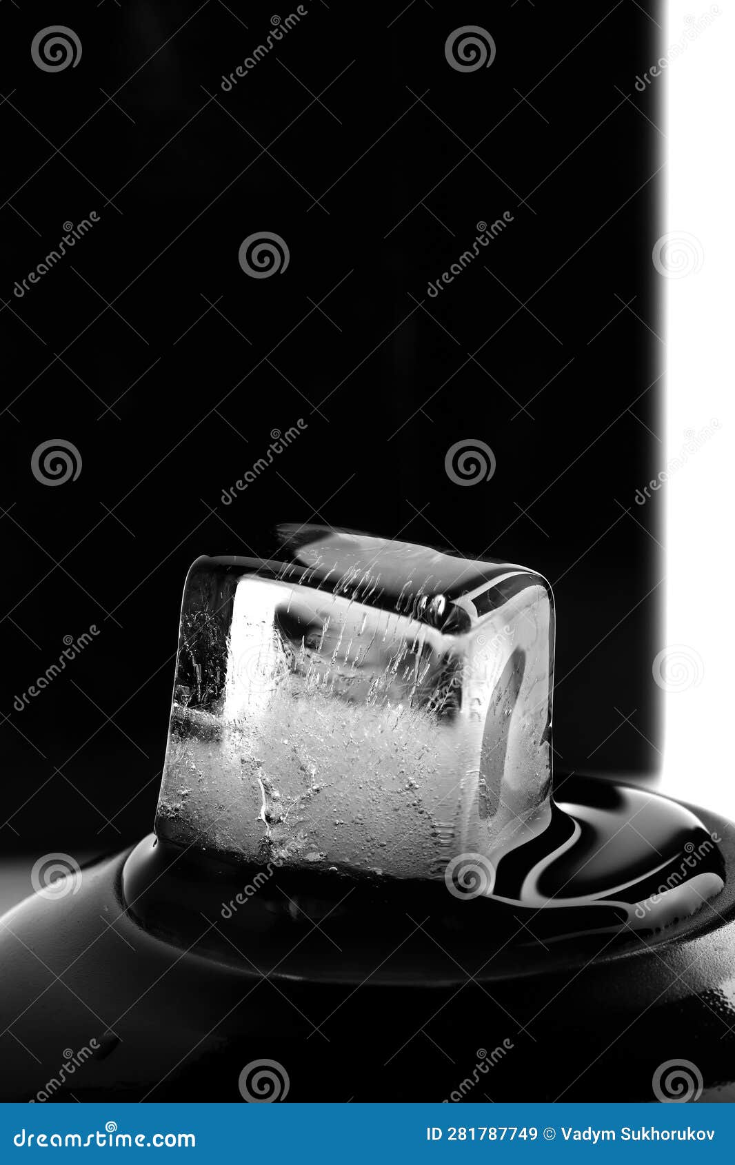 Ice Cube on Black Background. Low Key Photo Stock Image - Image of ...