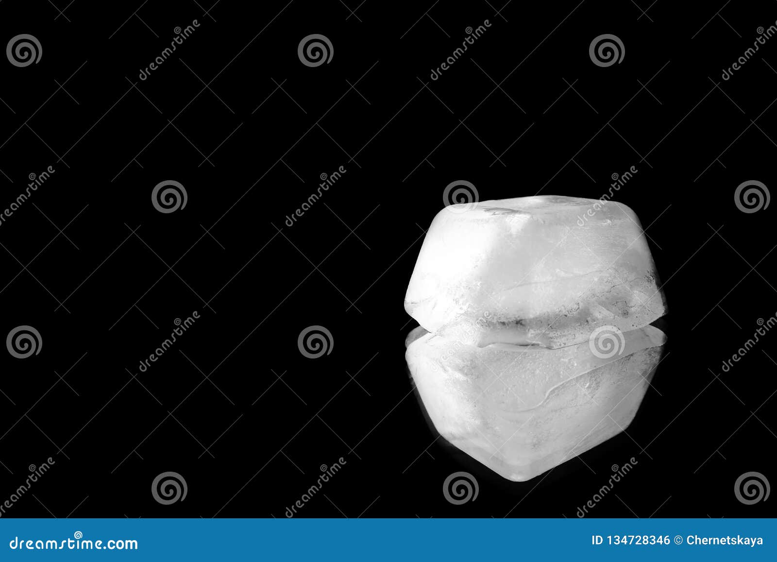 Ice Cube on Black Mirror Surface Stock Photo - Image of refreshment ...