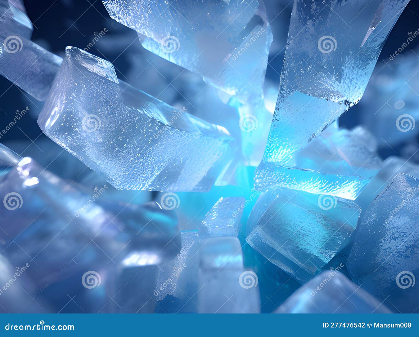 Ice Cube on Blue Background, Ai Generated Stock Illustration ...