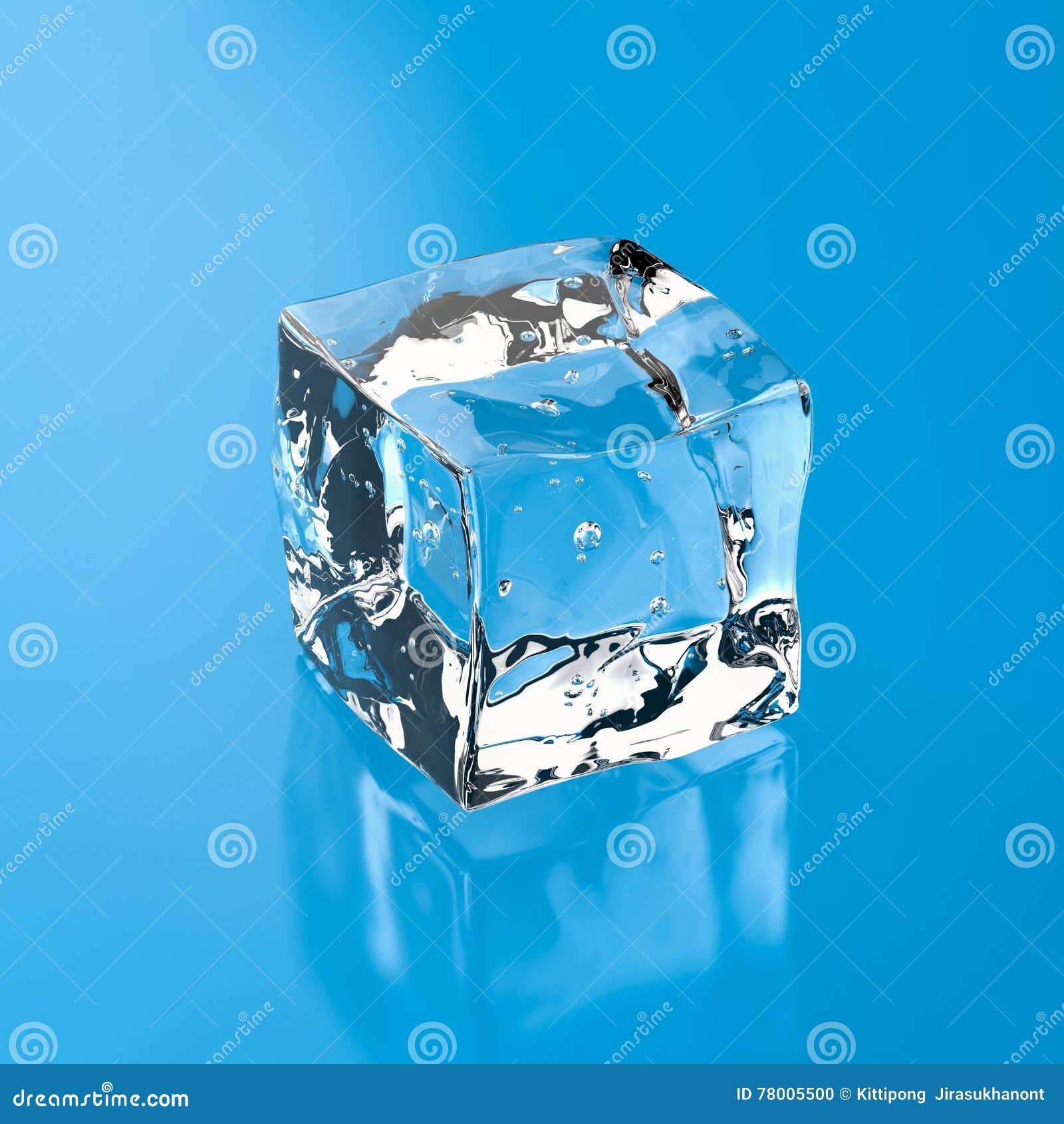 Ice Cube on Blue Background Stock Photo - Image of cold, background ...