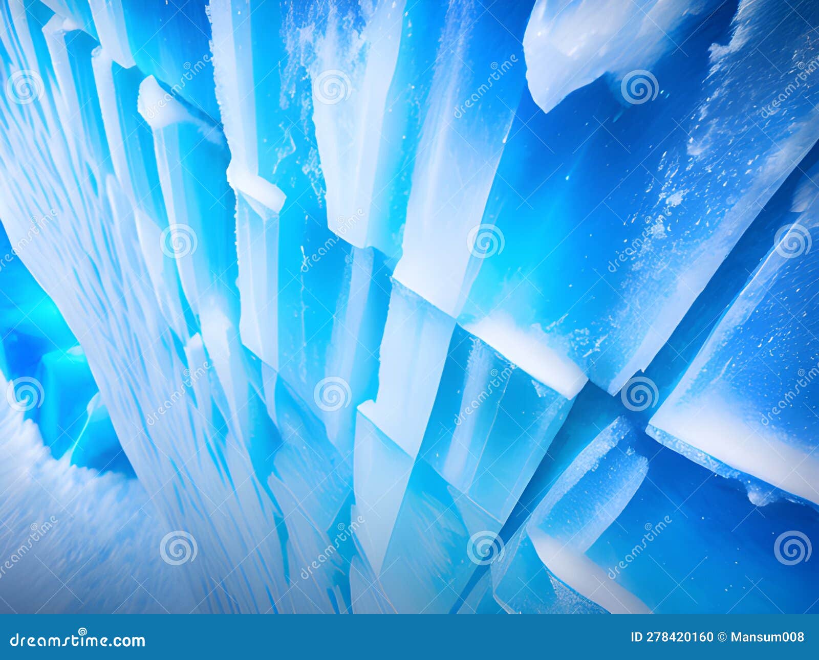 Ice Cube, Blue Water Background, AI Generated Stock Illustration ...