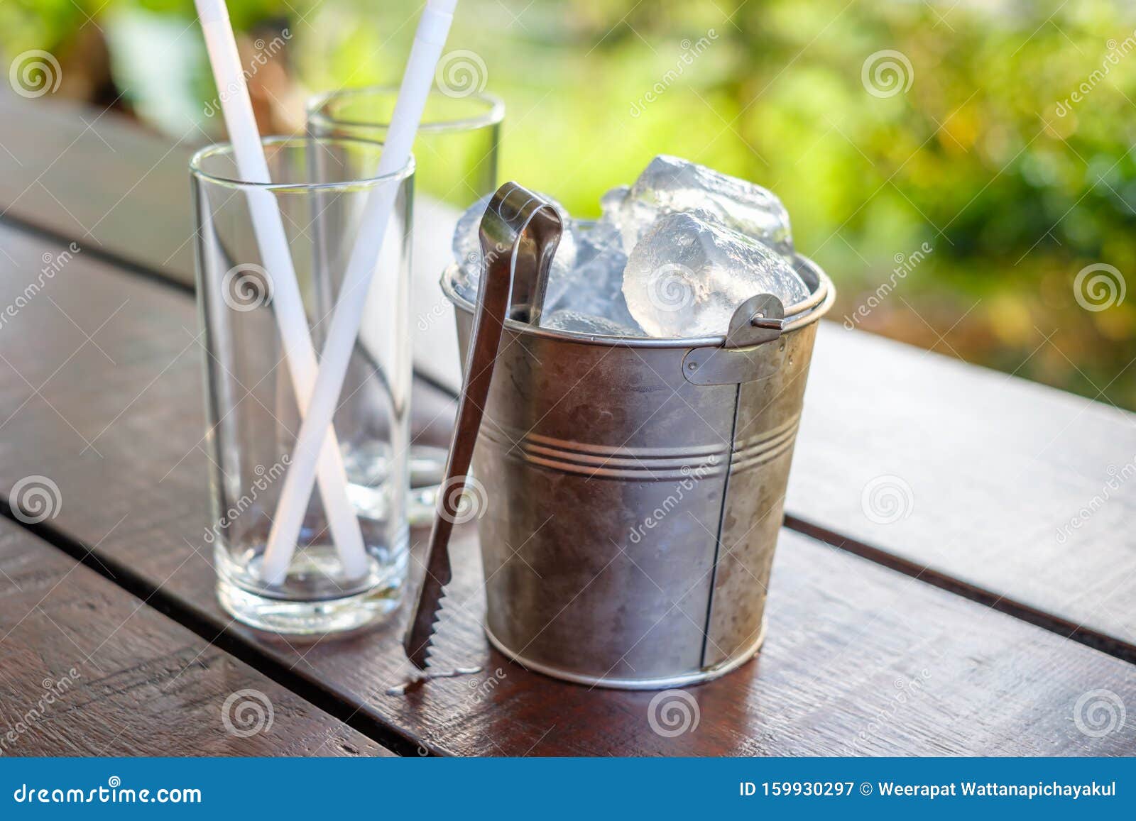 Ice Cube in Bucket for Drinks Stock Image - Image of metallic, water ...