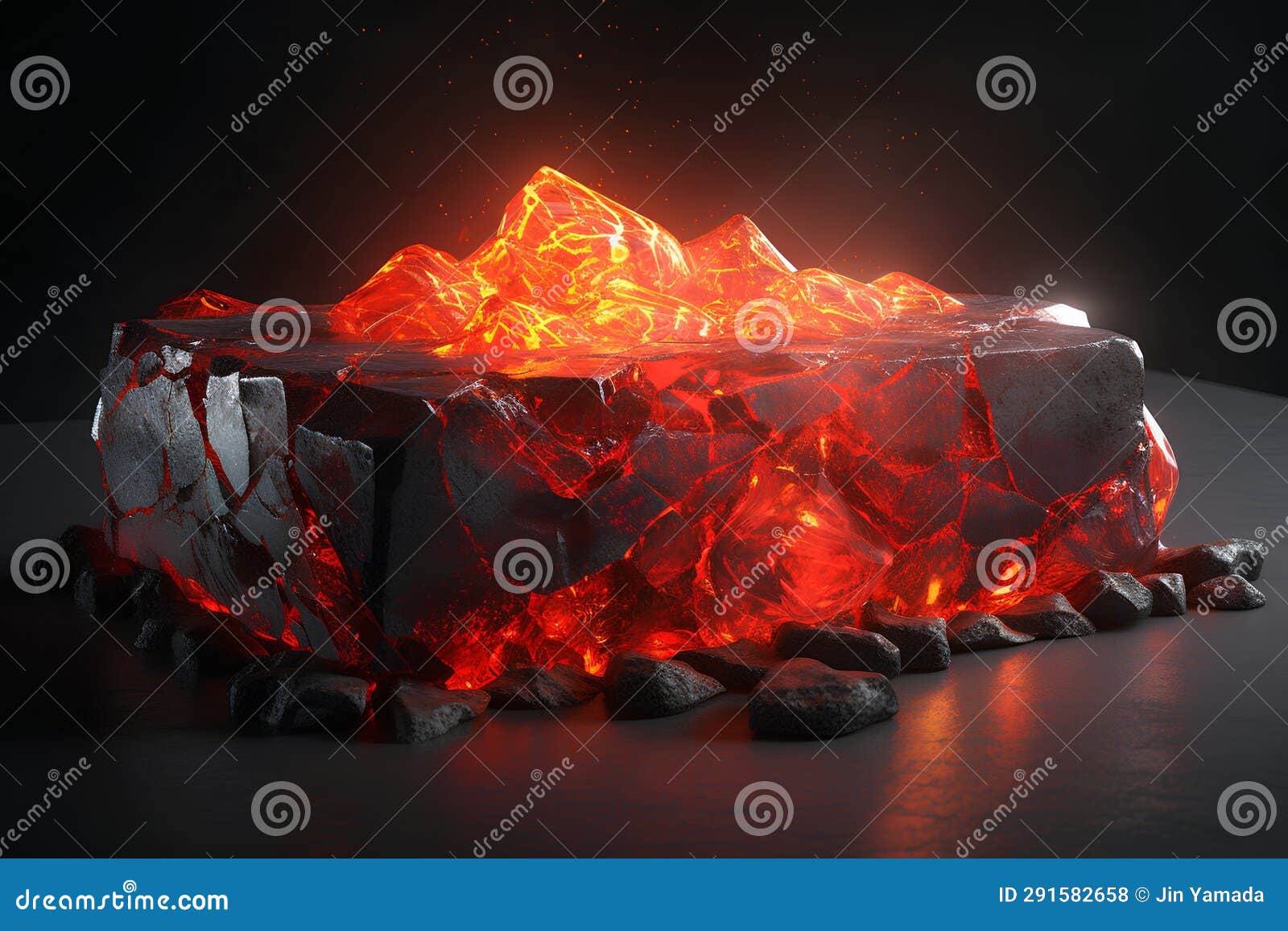 Ice Cube with Burning Fire on Black Background. 3d Illustration Stock ...