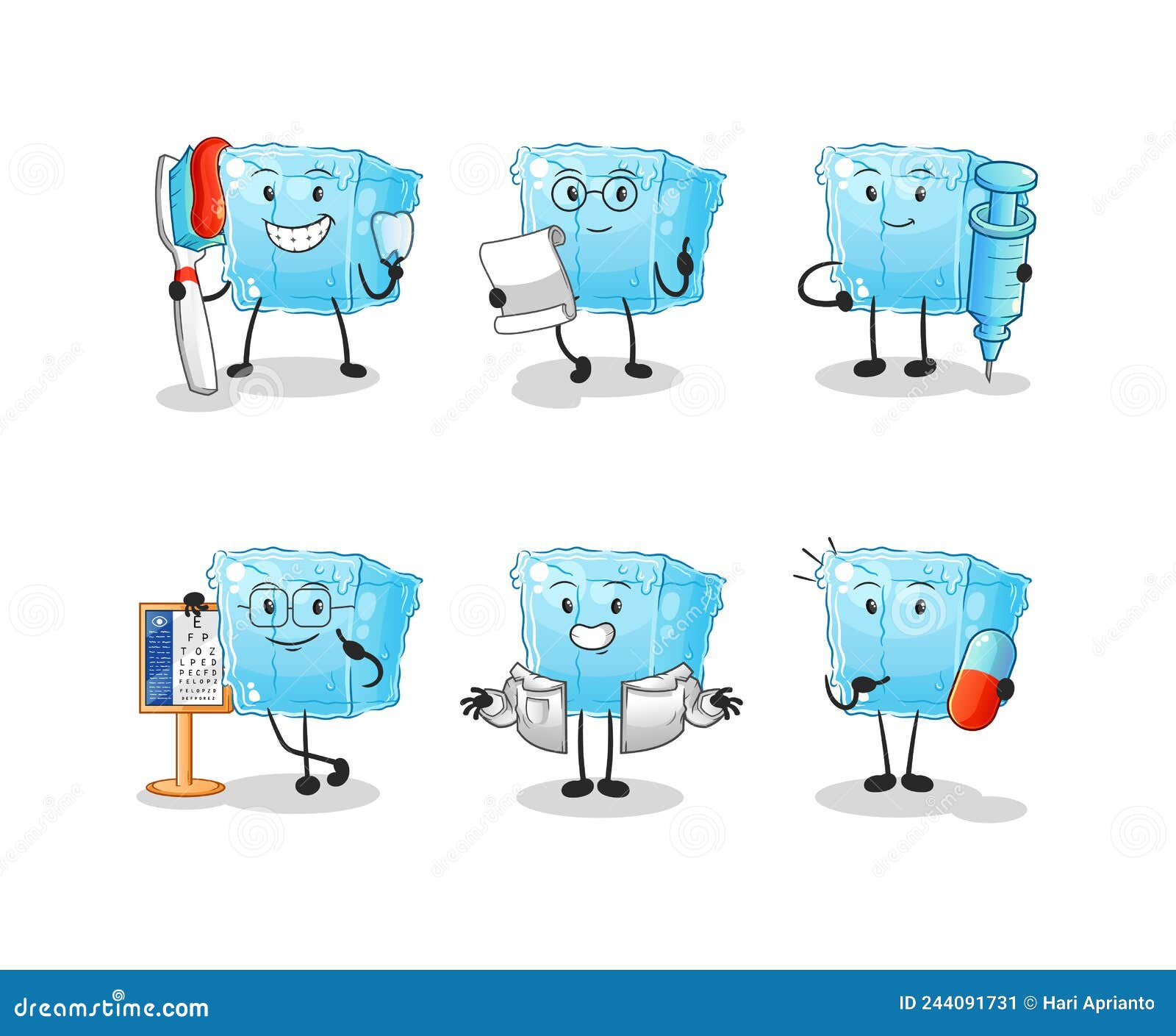 Ice Cube Comedy Set Character. Cartoon Mascot Vector Stock Vector ...