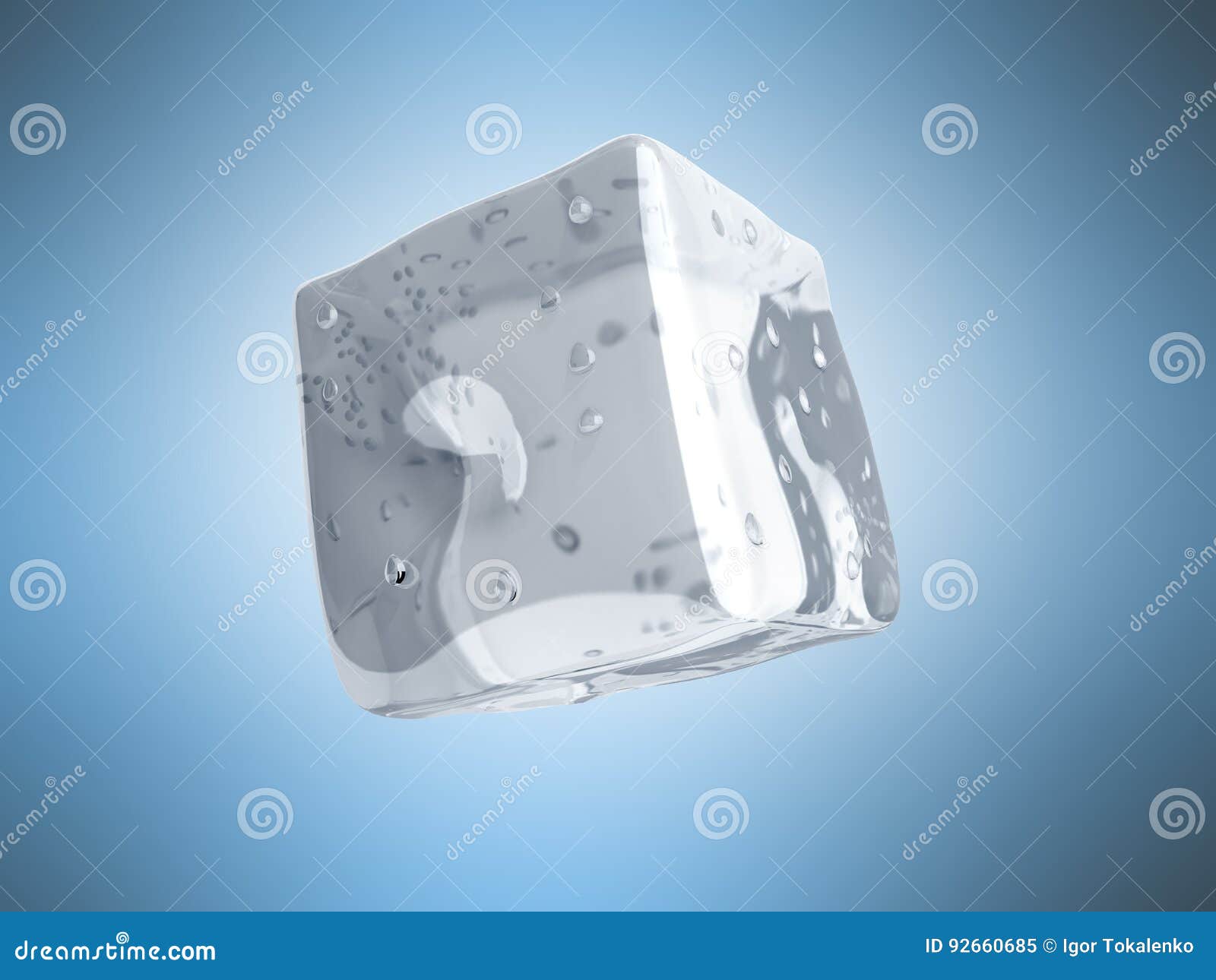 Ice Cube 3d Render on Blue Background Stock Illustration - Illustration ...