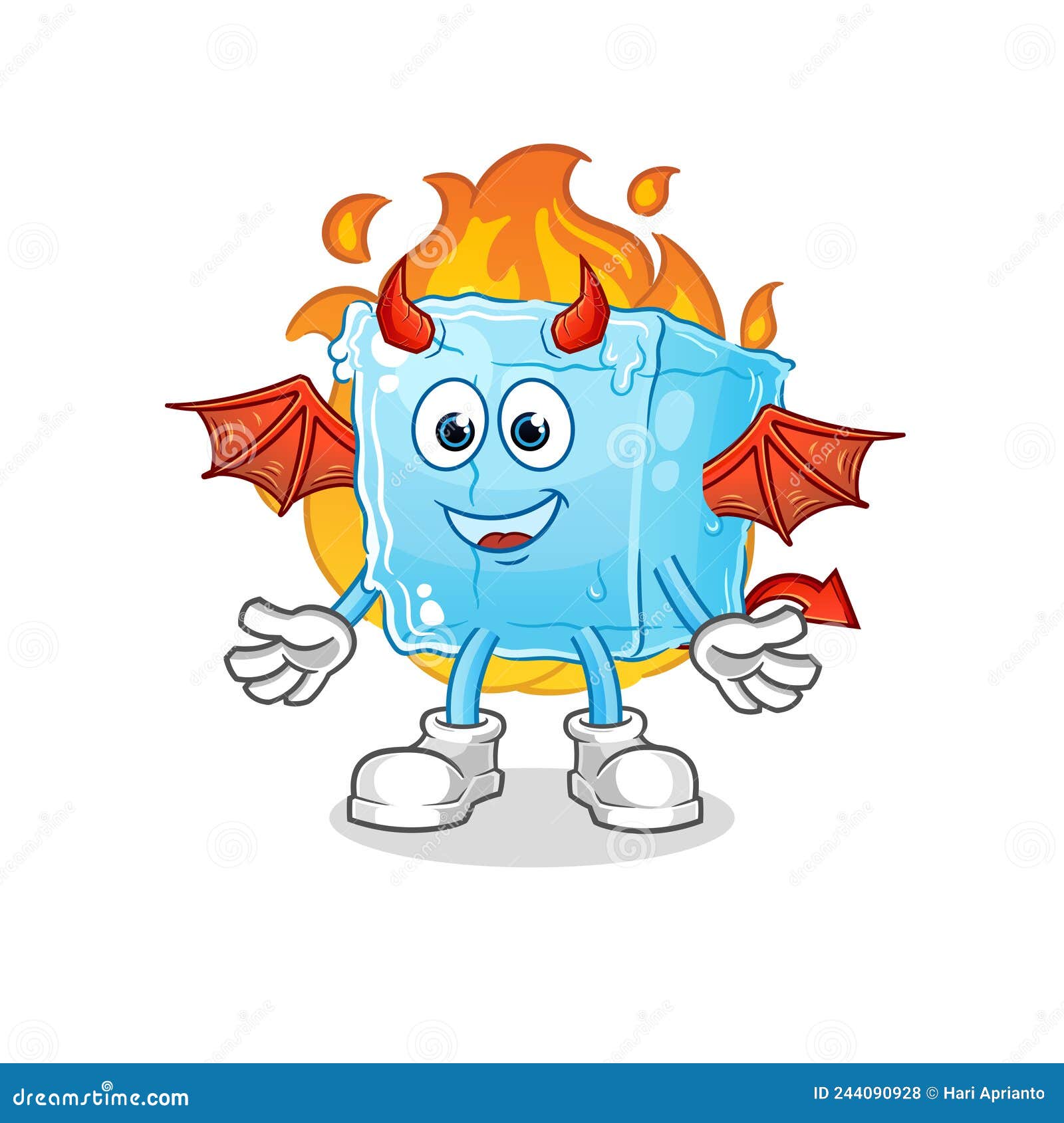 Ice Cube Demon with Wings Character. Cartoon Mascot Vector Stock Vector ...