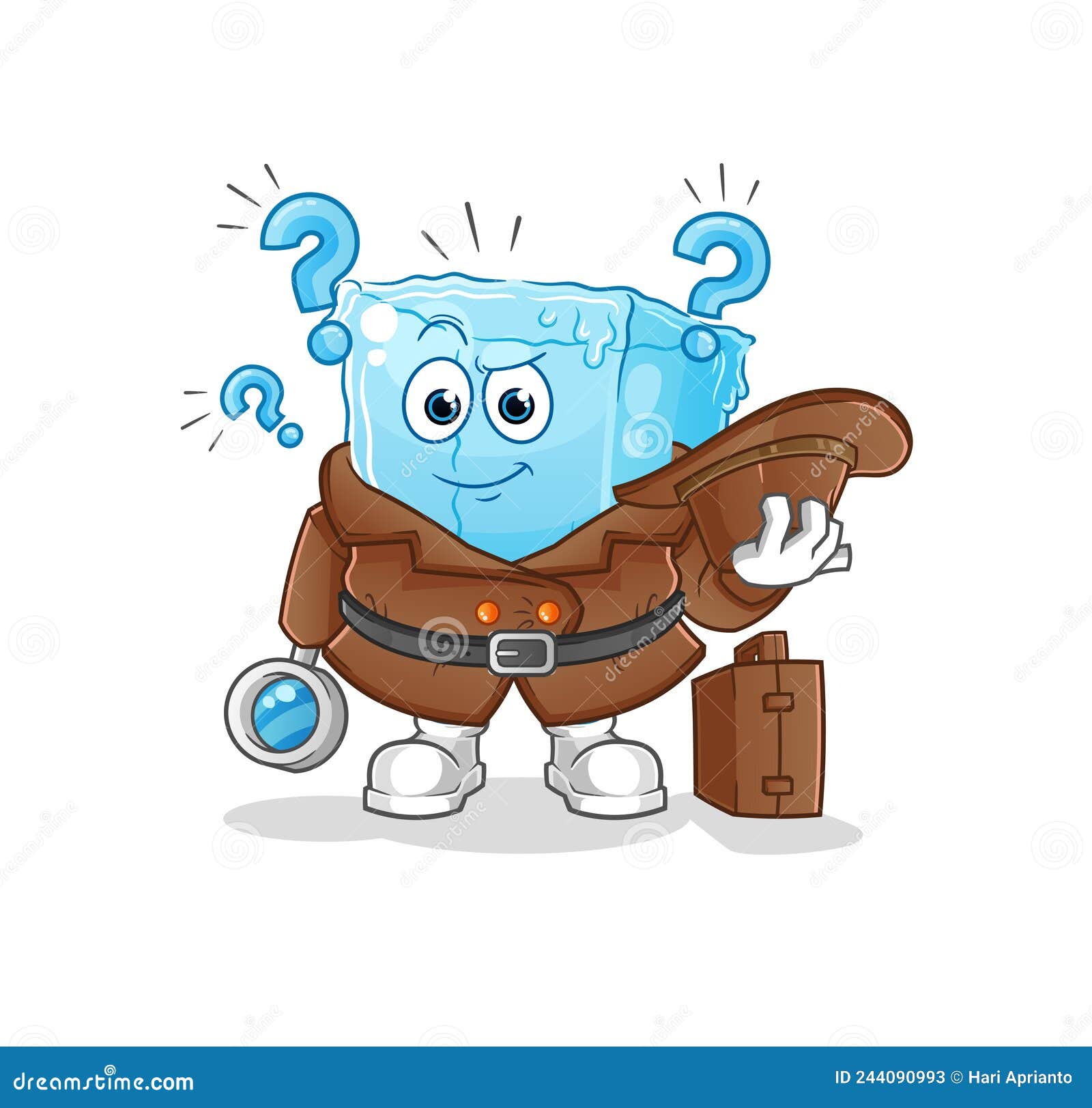 Ice Cube Detective Vector. Cartoon Character Stock Vector ...