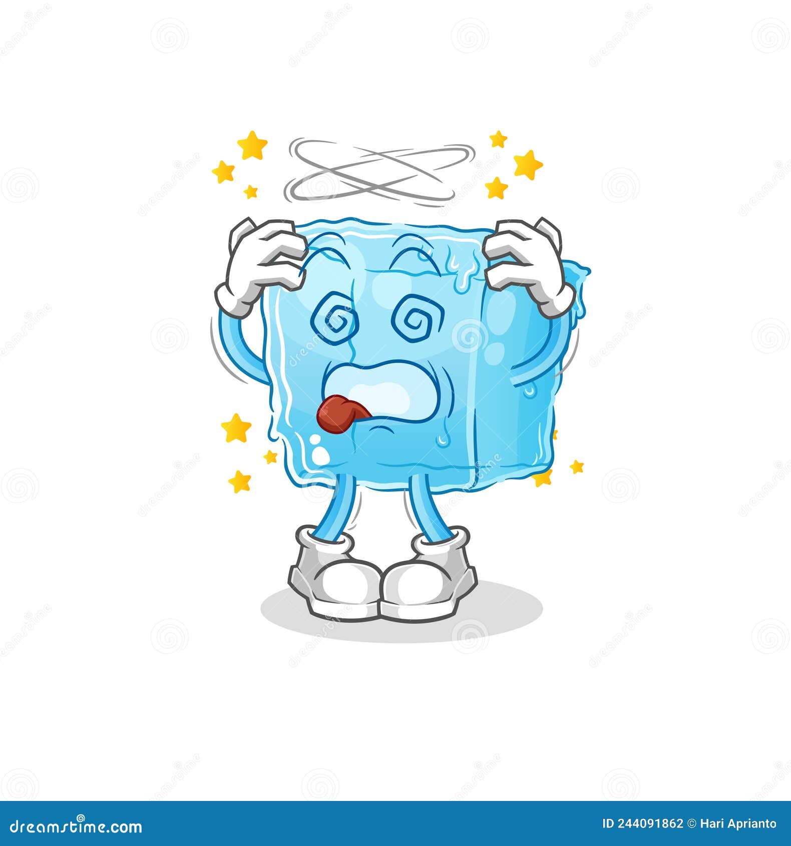 Ice Cube Dizzy Head Mascot. Cartoon Vector Stock Illustration ...