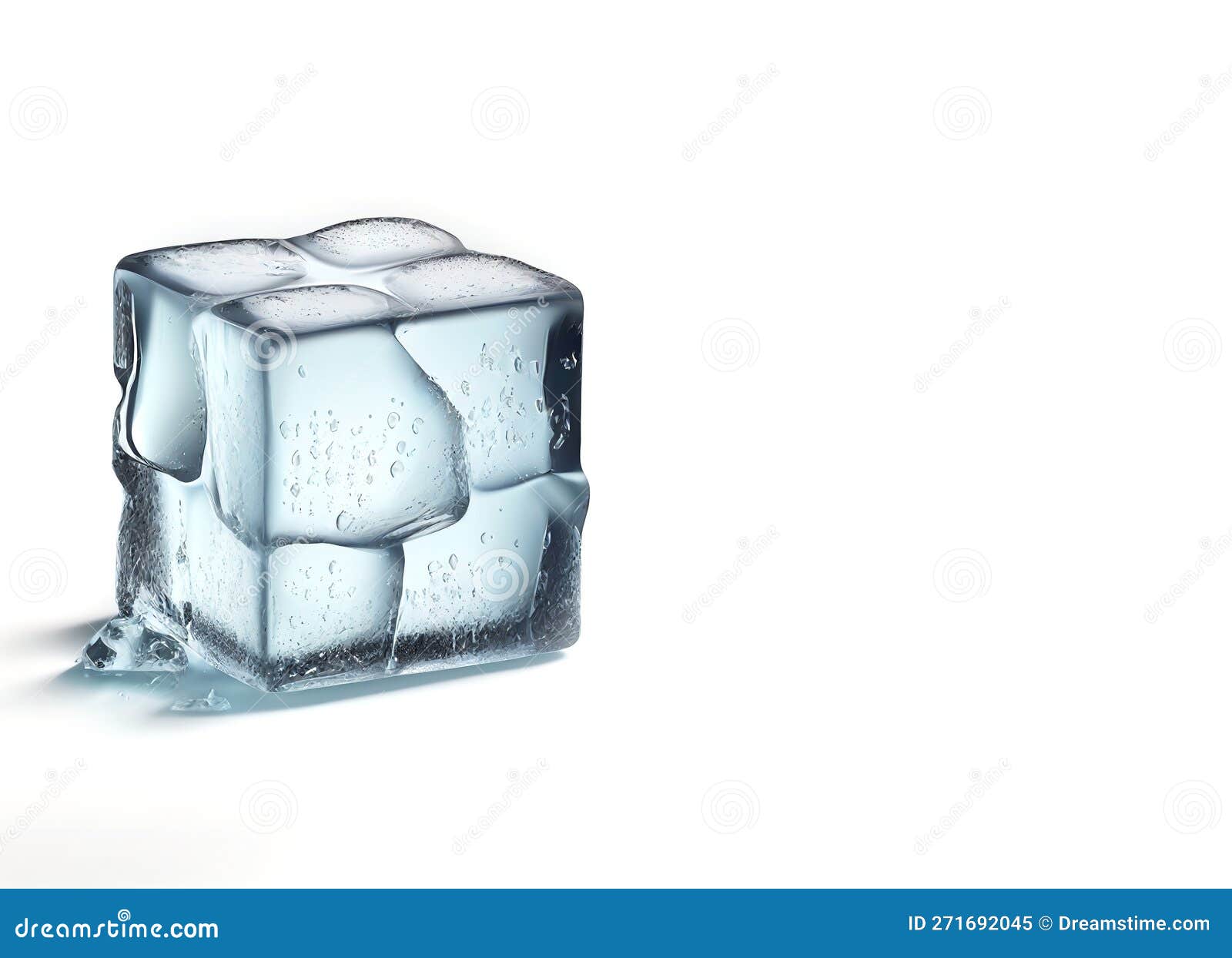 Ice Cube Dripping, on the White Backgroud, Created with Generative AI ...