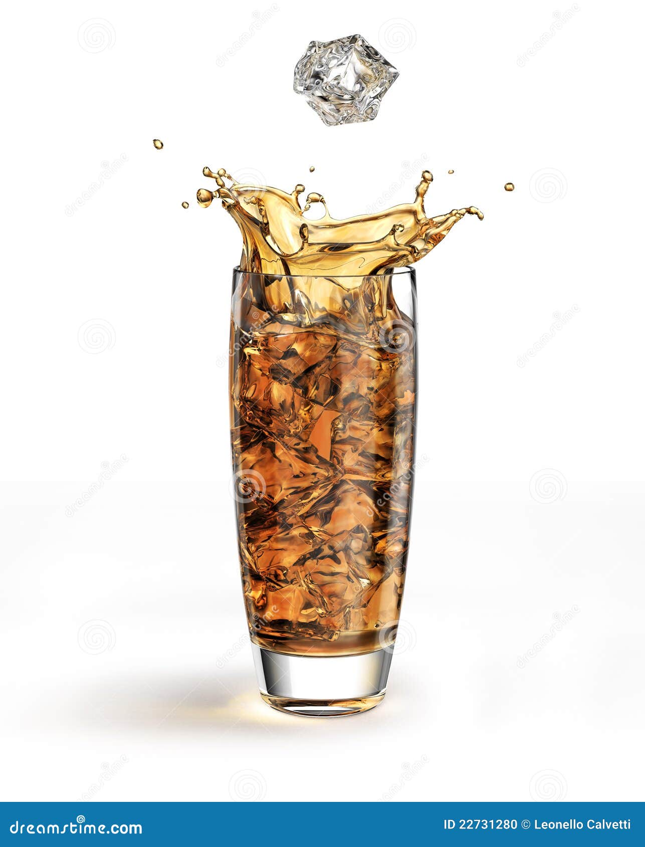 Ice Cube Falling into a Tall Glass, Splashing. Stock Illustration ...