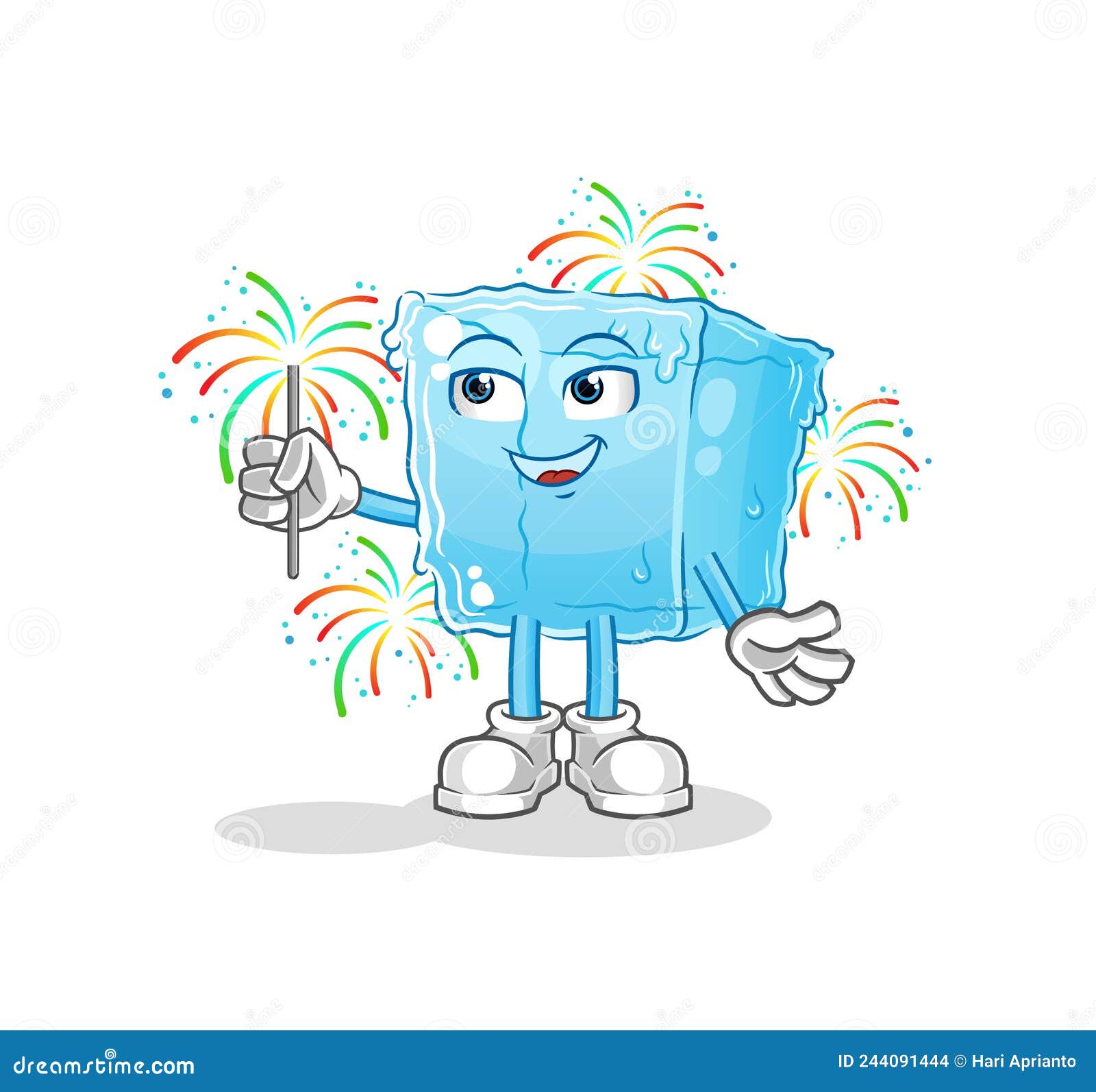 Ice Cube with Fireworks Mascot. Cartoon Vector Stock Vector ...