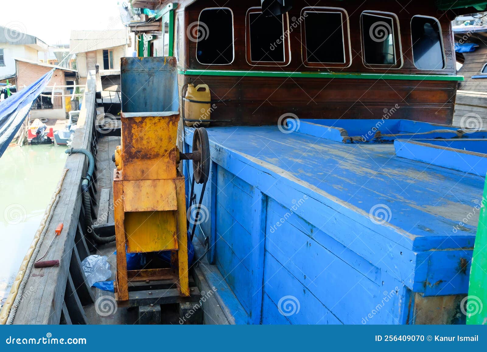 Ice Cube Grinding Machine on Fishing Boat Stock Photo - Image of ...
